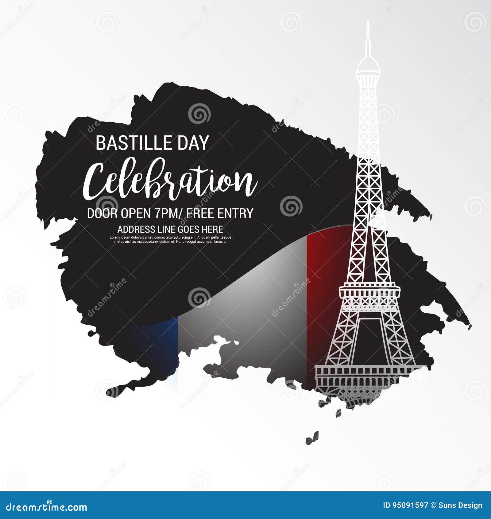 Happy Bastille Day, 14 July. Cartoon Vector | CartoonDealer.com #188485135