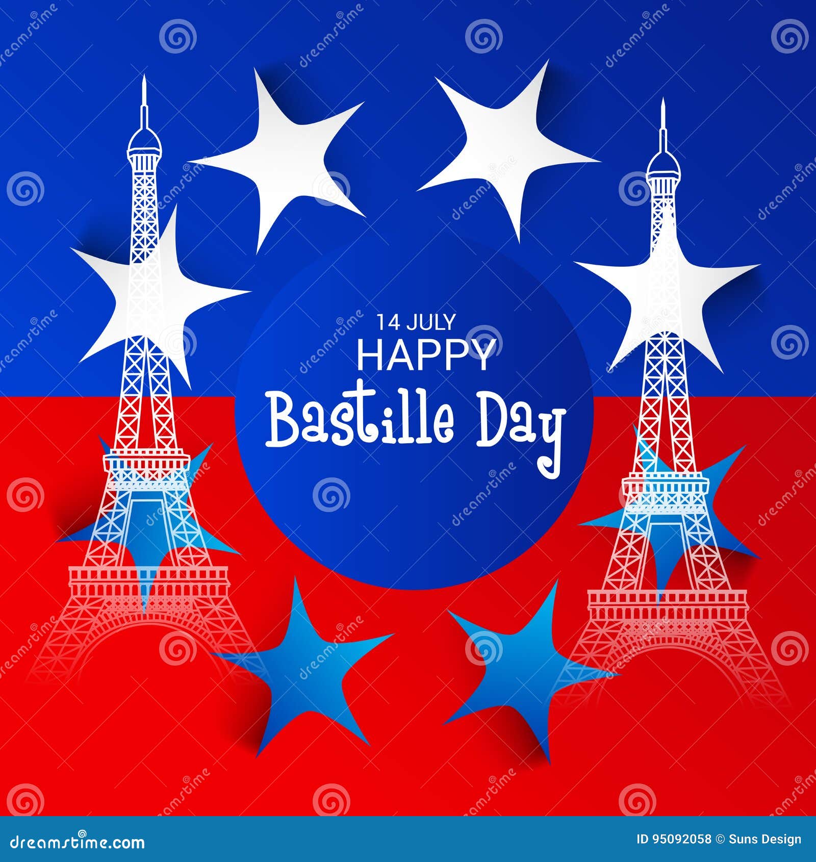 Happy Bastille Day, 14 July. Cartoon Vector | CartoonDealer.com #188485135