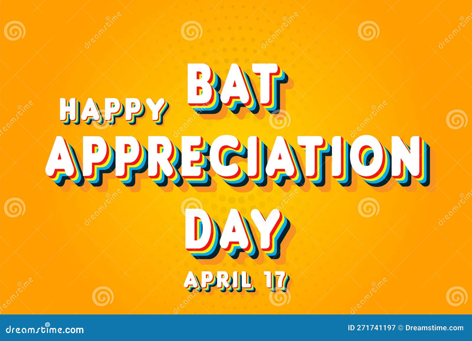 Happy Bat Appreciation Day, April 17. Calendar of April Retro Text ...