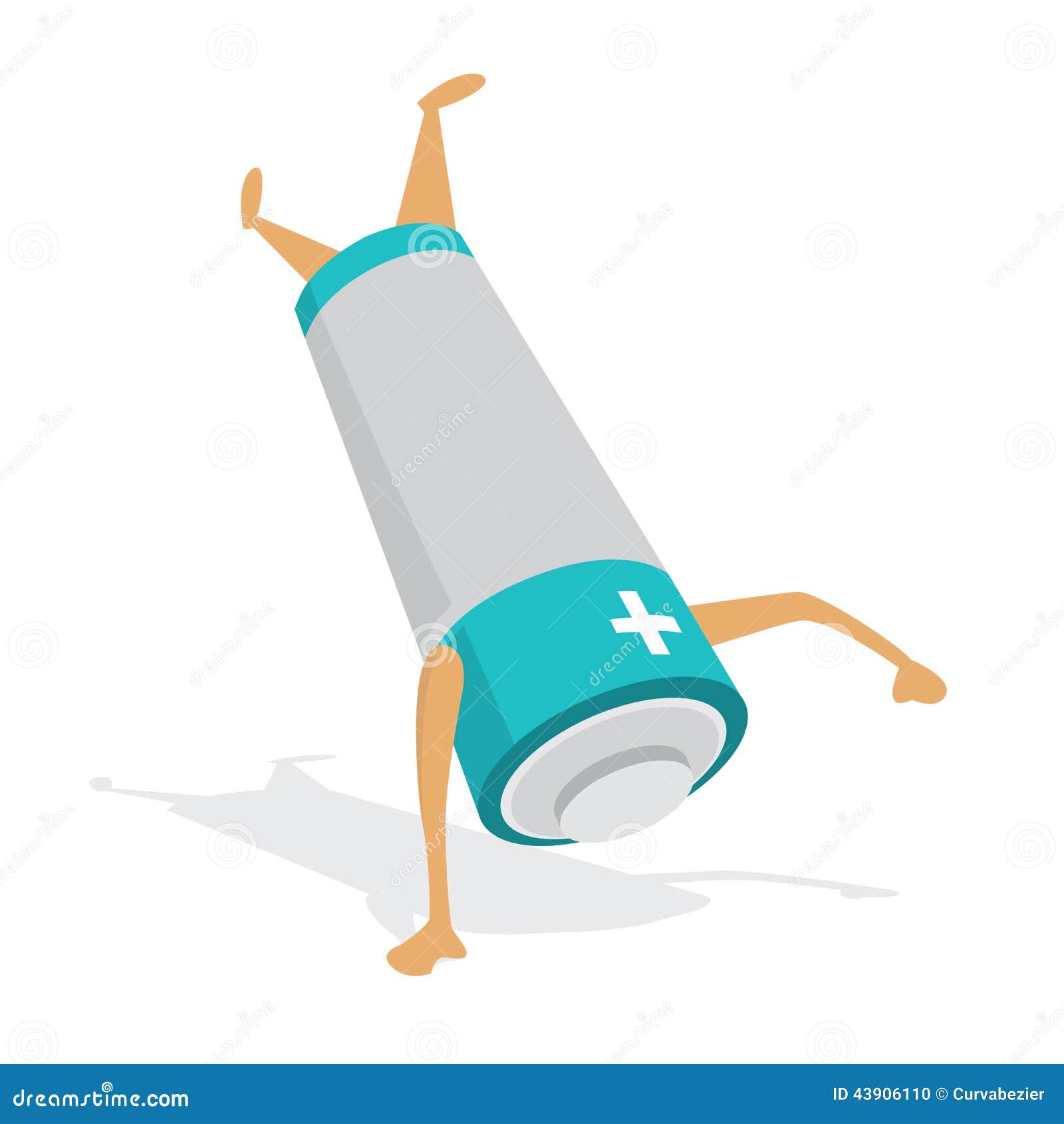 Sad Battery Man Standing. Low Battery Indication, Need To Charge ...