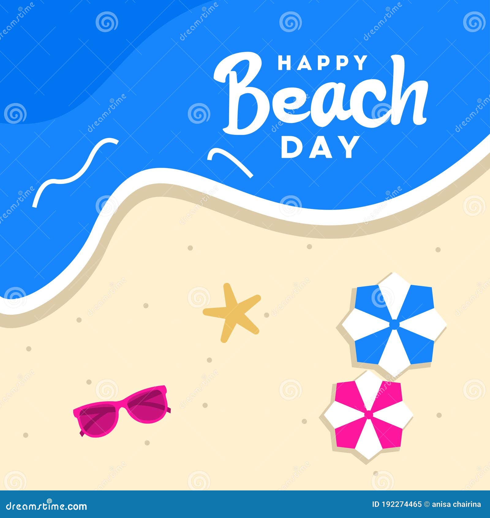 Happy Beach Day Vector Design Illustration for Celebrate Moment Stock ...