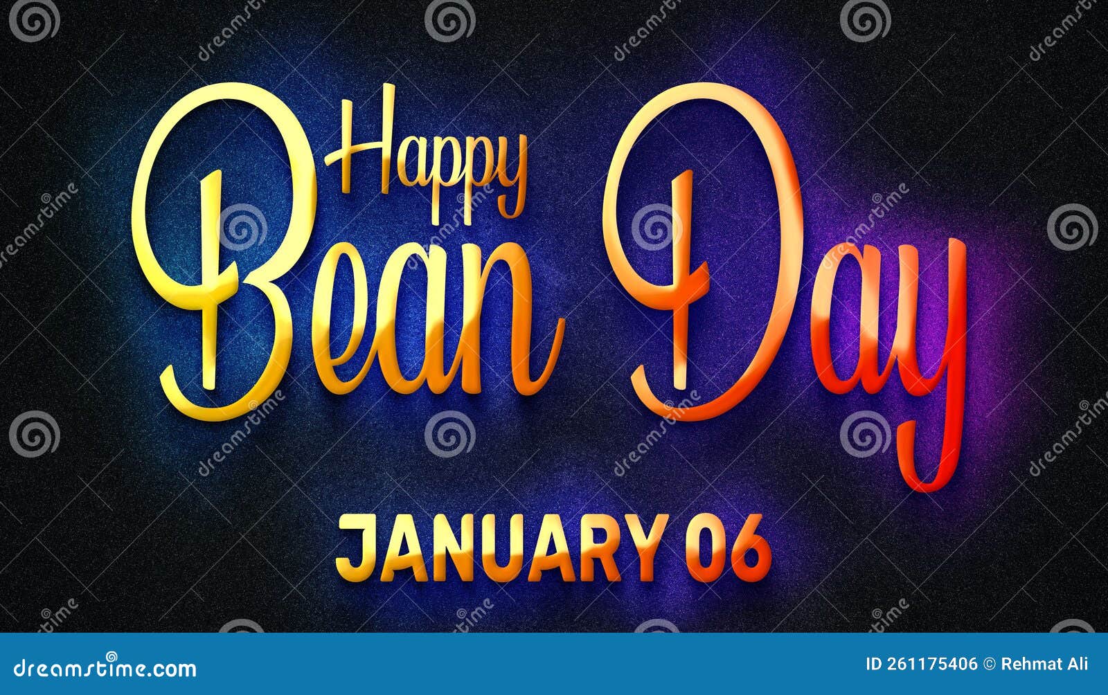 Happy Bean Day, January 06. Calendar of January Neon Text Effect ...
