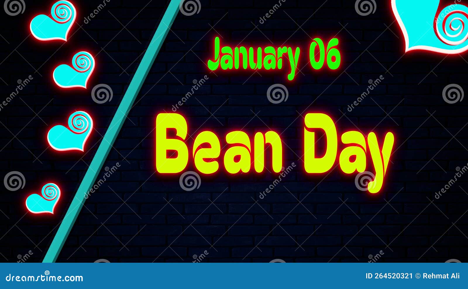 Happy Bean Day, January 06. Calendar of January Neon Text Effect ...
