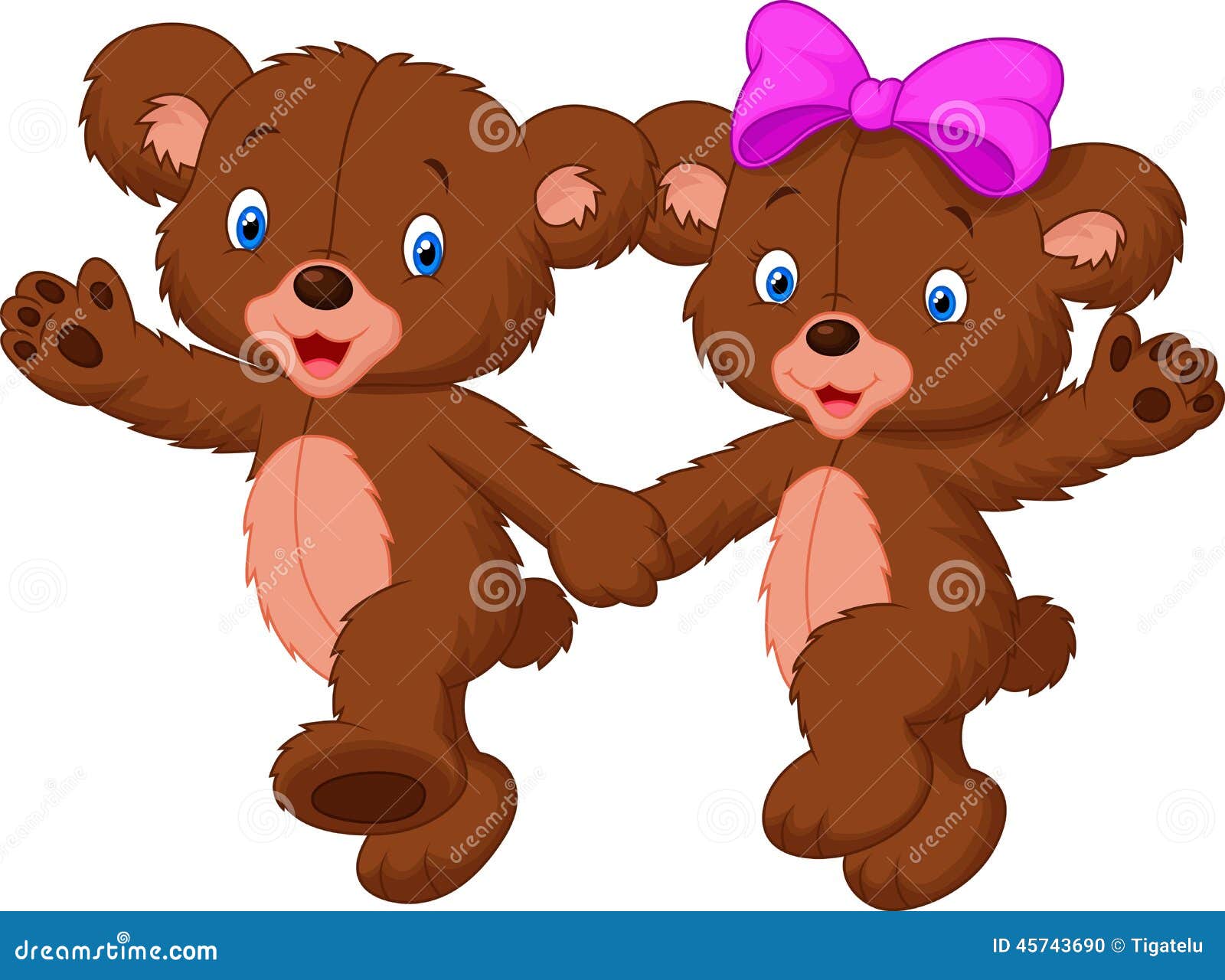 Happy bear cartoon couple stock vector. Illustration of couple - 45743690