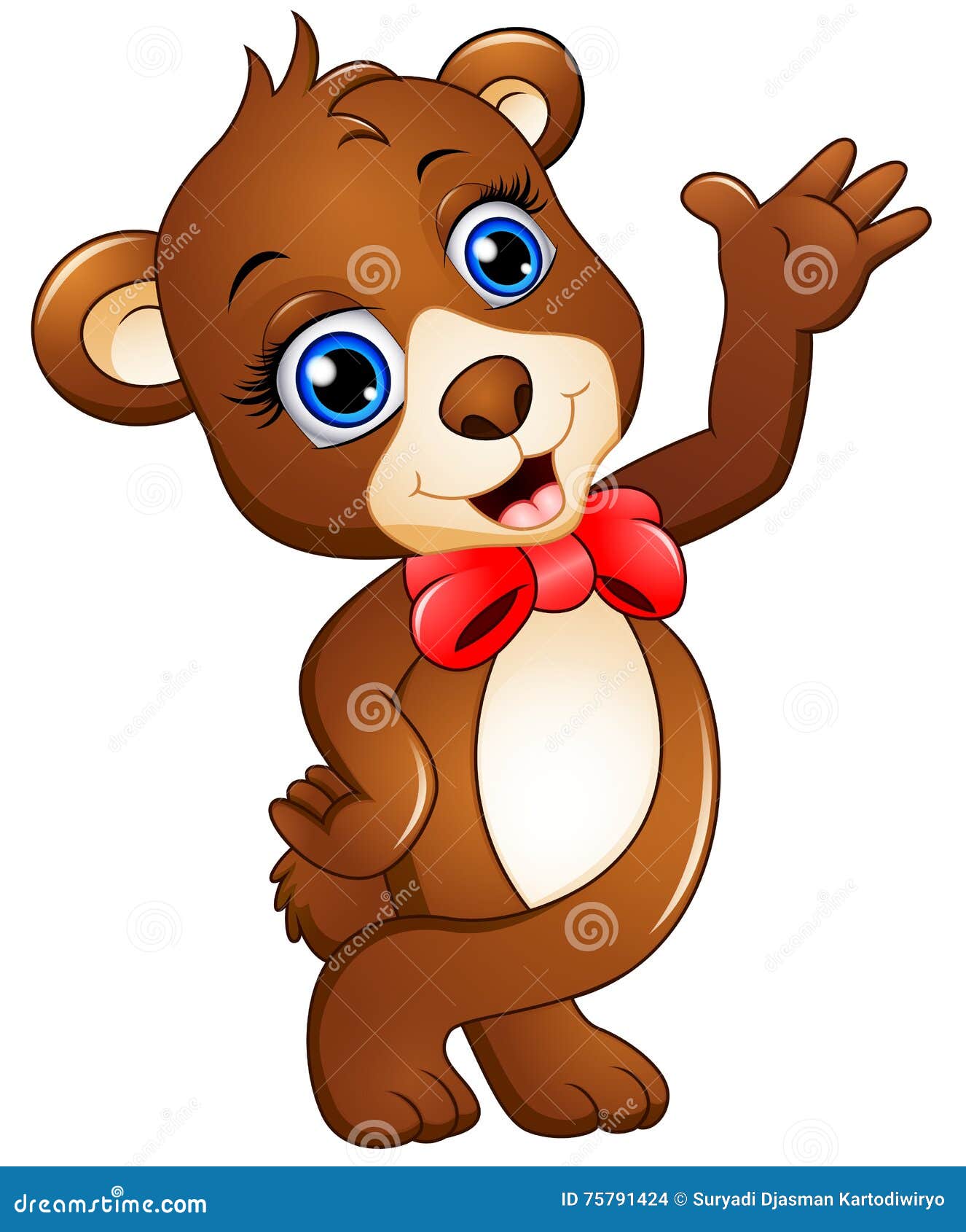 Happy Bear Cartoon Waving Hand Stock Vector - Illustration of happy ...