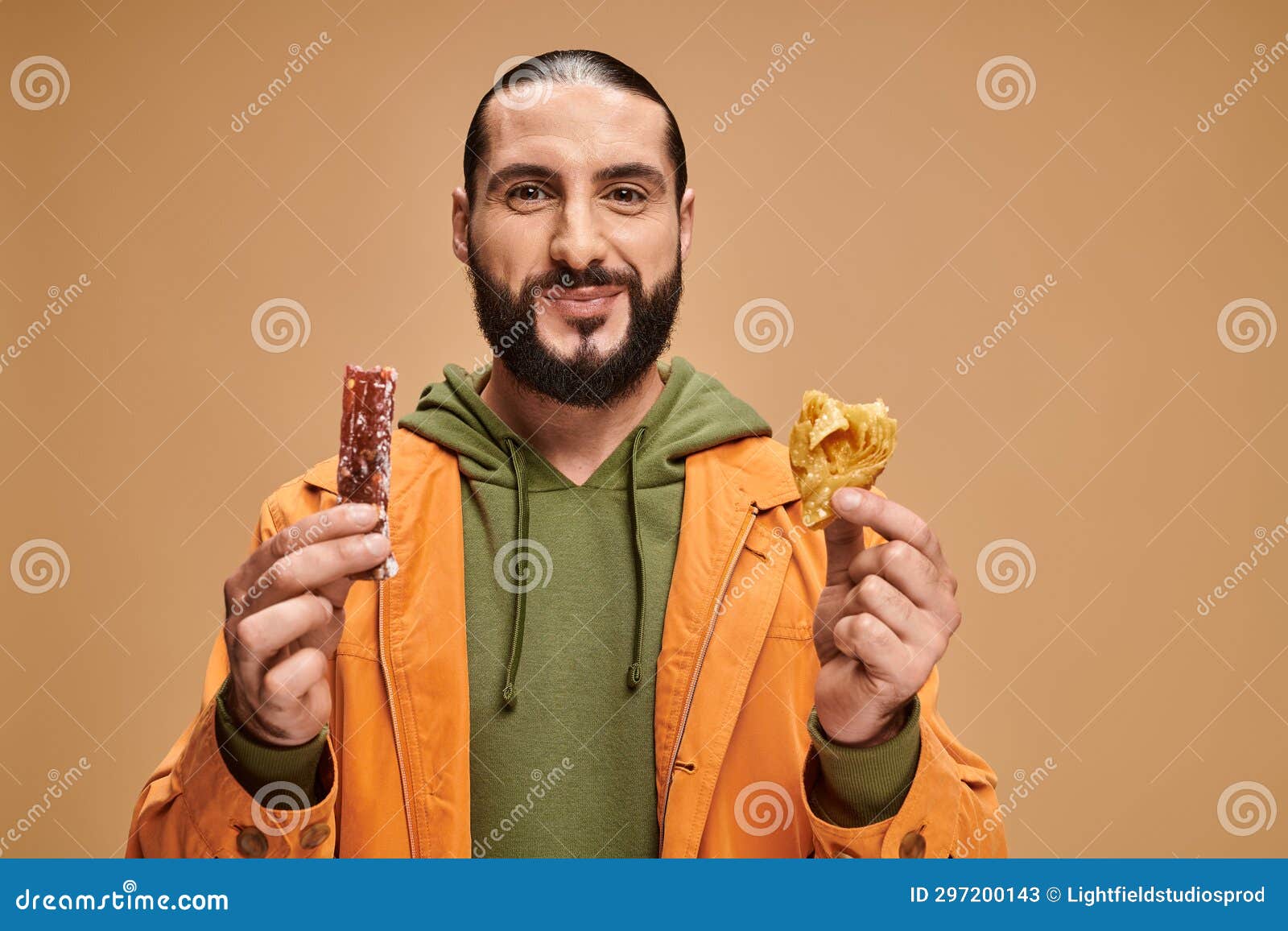 Happy Bearded Man Smiling And Holding Stock Image Image Of Cultural