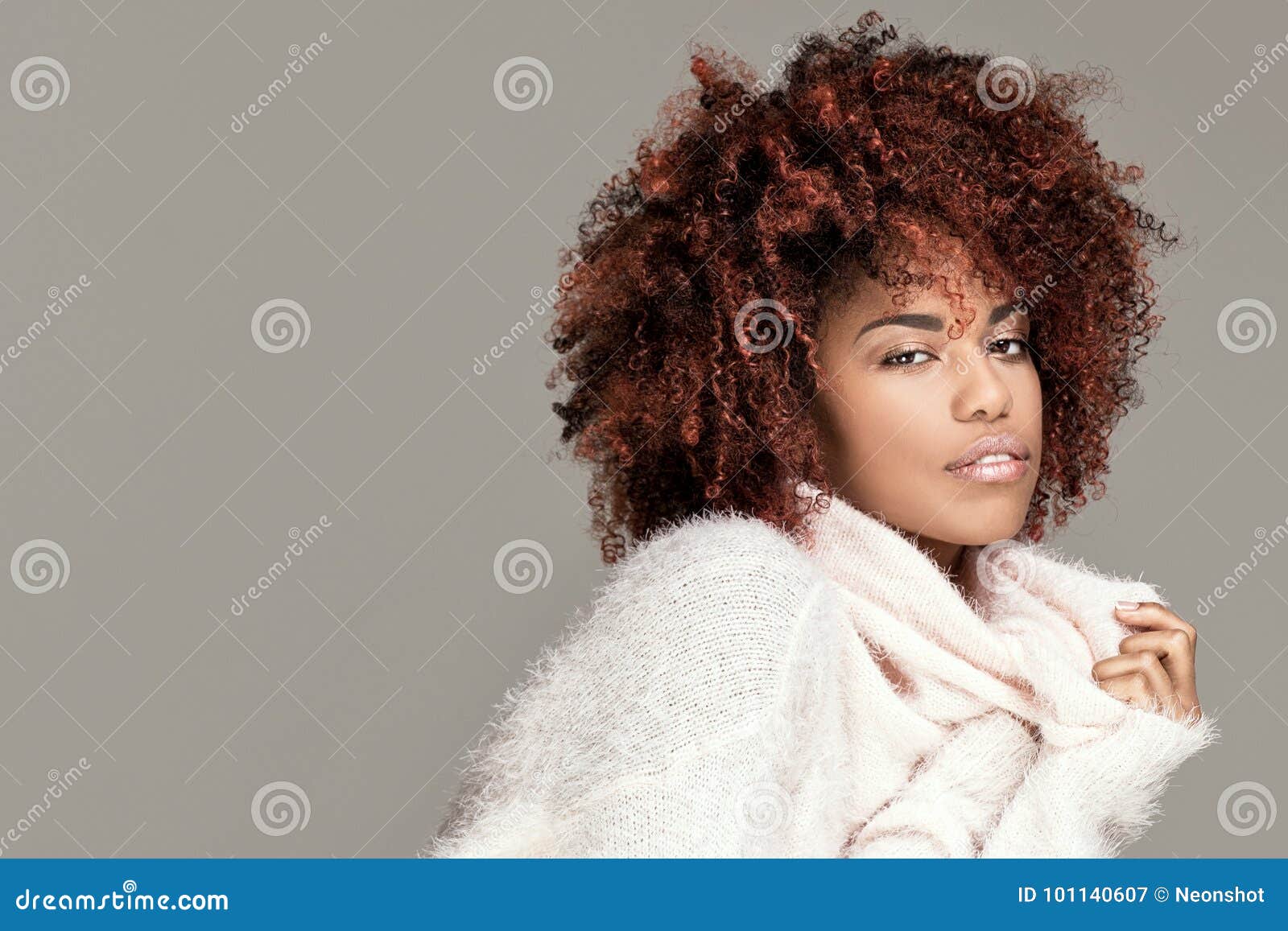 Beautiful Woman With Afro Hairstyle Posing Stock Image Image Of