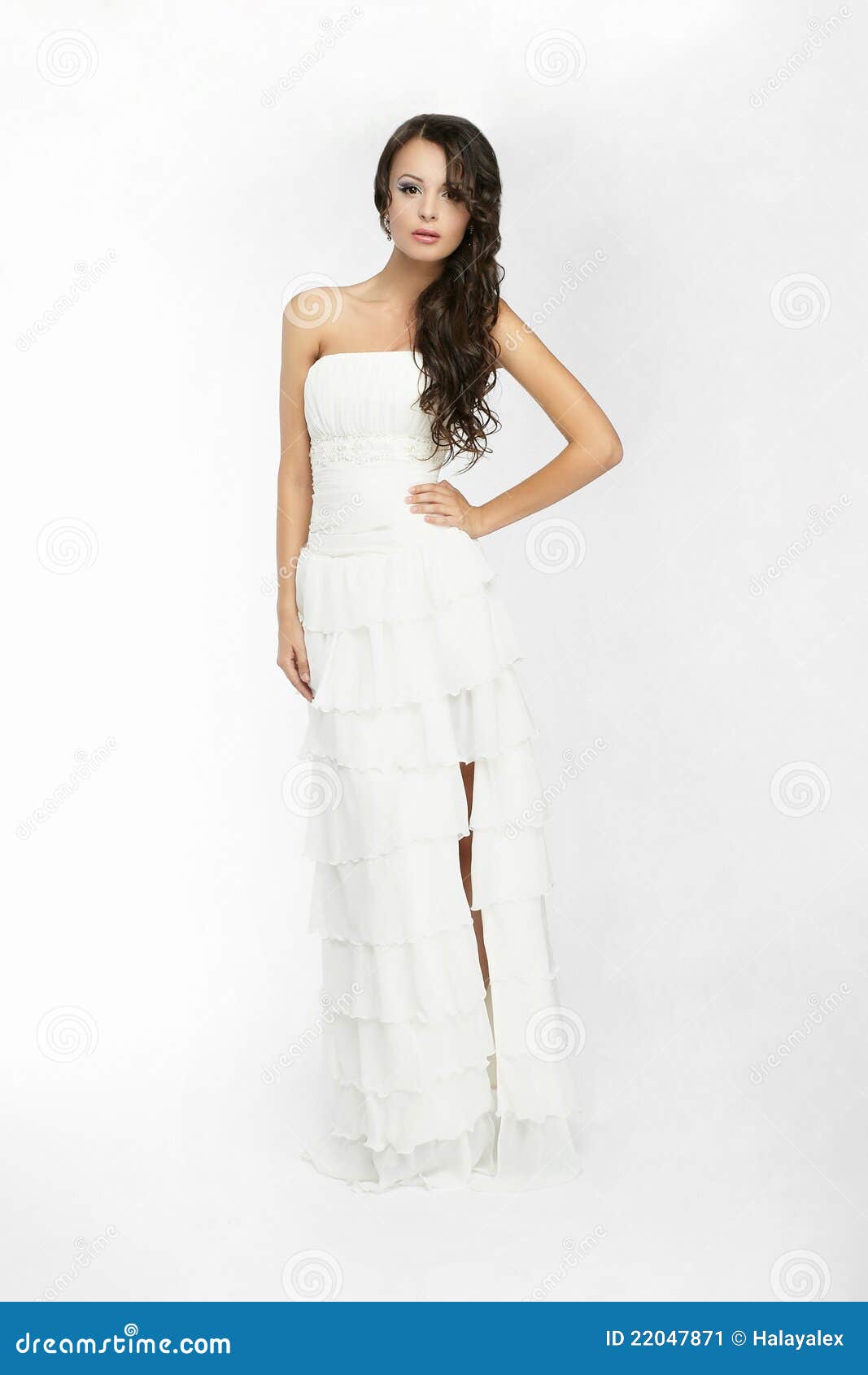 Happy Beautiful Bride White Background Up Cloth Stock Image - Image of ...
