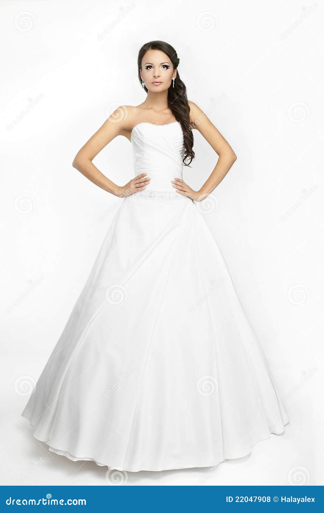 Happy Beautiful Bride White Background Up Cloth Stock Photo - Image of ...