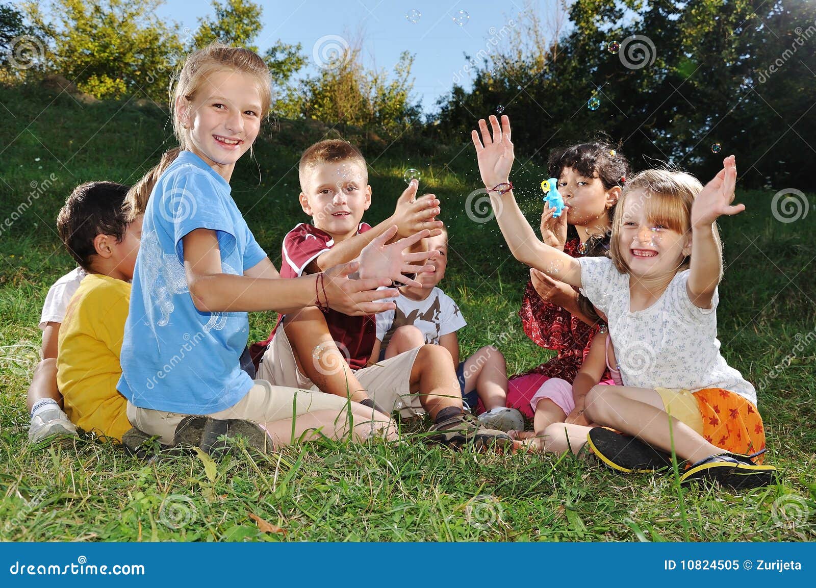 Happy Beautiful Children Playing Stock Image - Image of hands, field ...