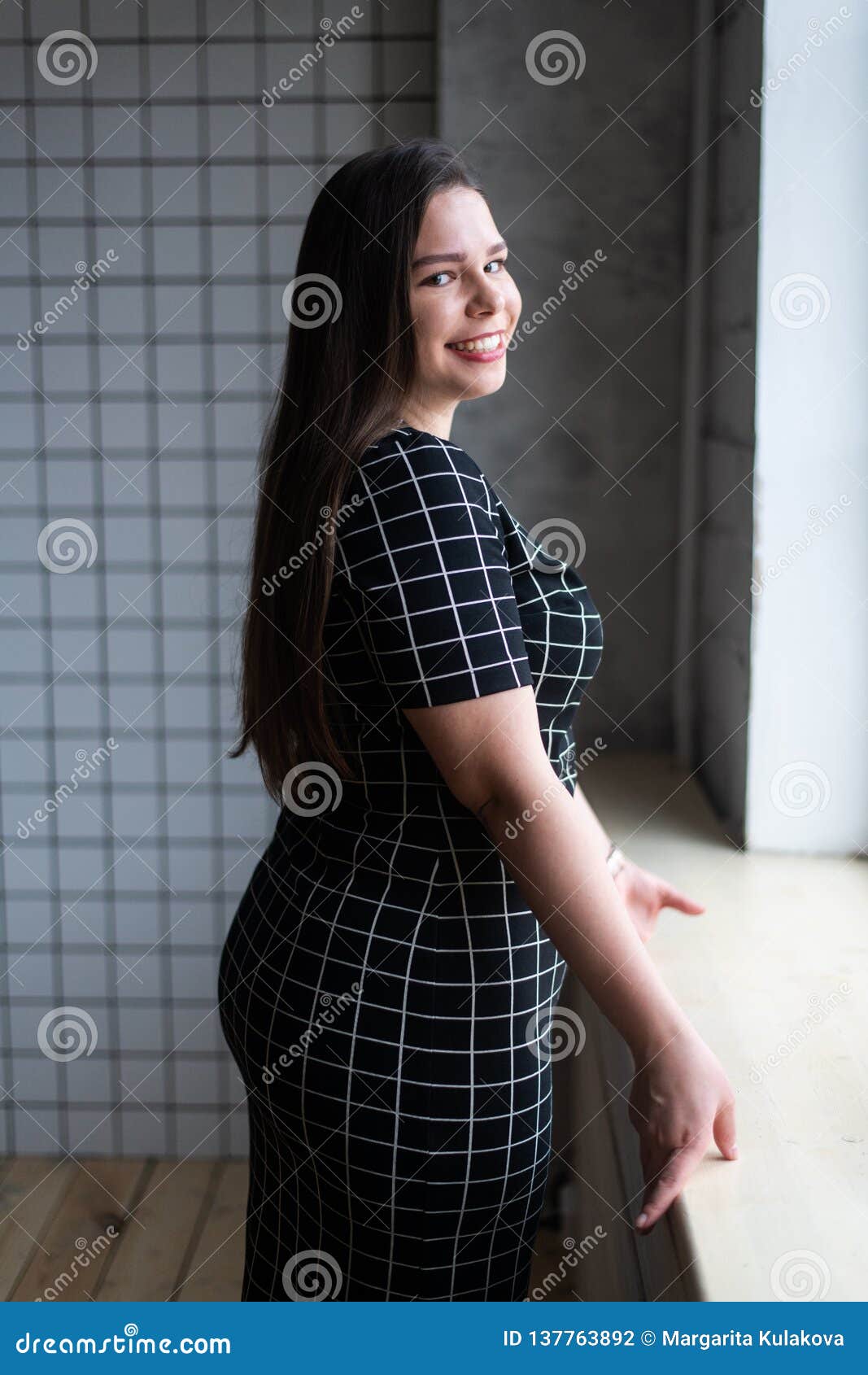 Happy Beautiful and Confident Plus Size Girl Posing in Studio Stock ...