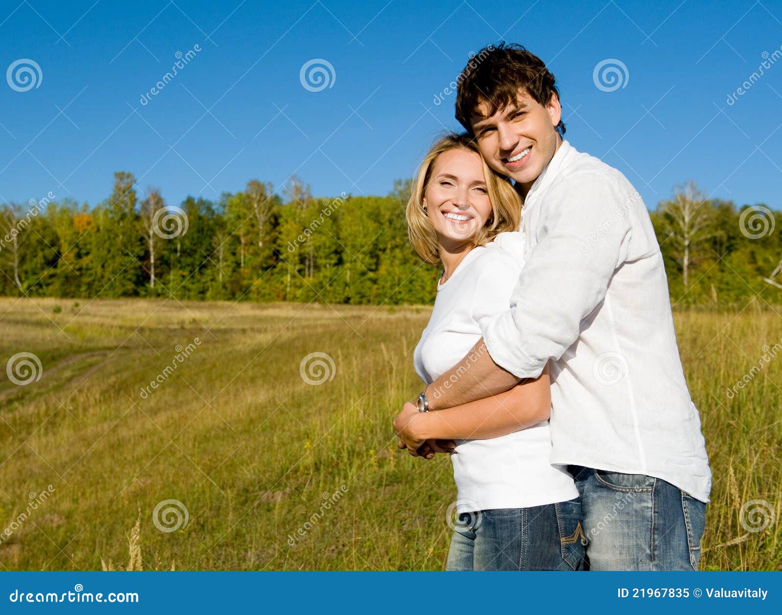 Happy Beautiful Couple on Nature Stock Image - Image of leisure ...
