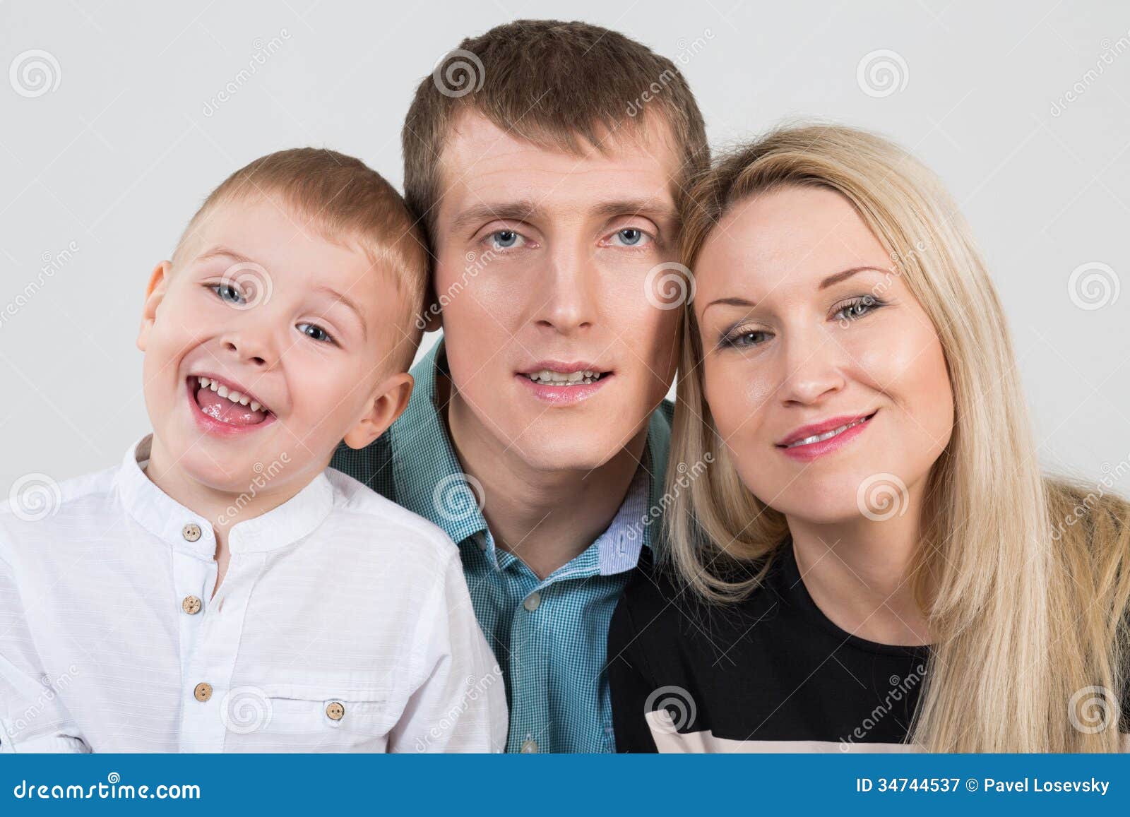 Happy Beautiful Family of Three Stock Image - Image of style, father ...
