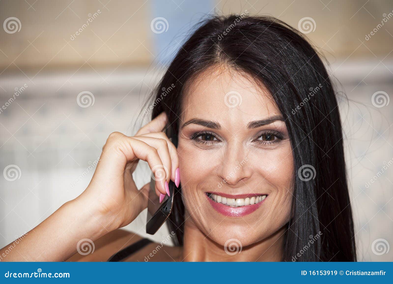 Happy beautiful girl stock image. Image of girl, mobile - 16153919