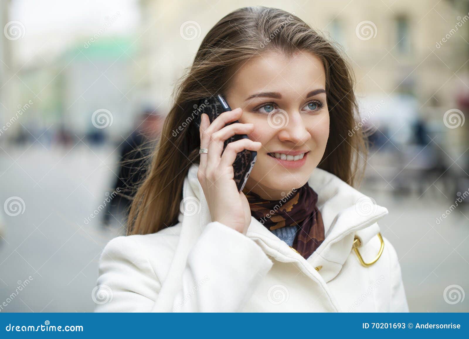 Happy Beautiful Girl Calling by Phone Stock Image - Image of haired ...