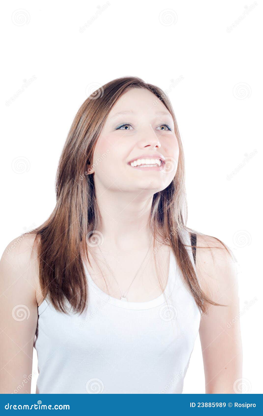 Happy Beautiful Girl Smiling Isolated Stock Image - Image of inhale ...