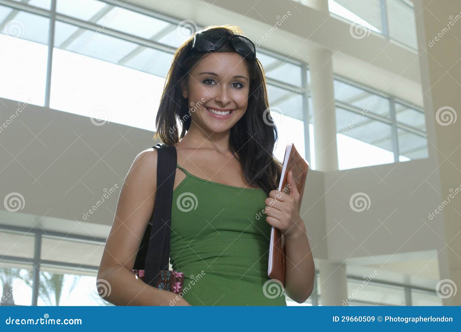 Happy Beautiful Student Holding Folder Stock Image - Image of person ...