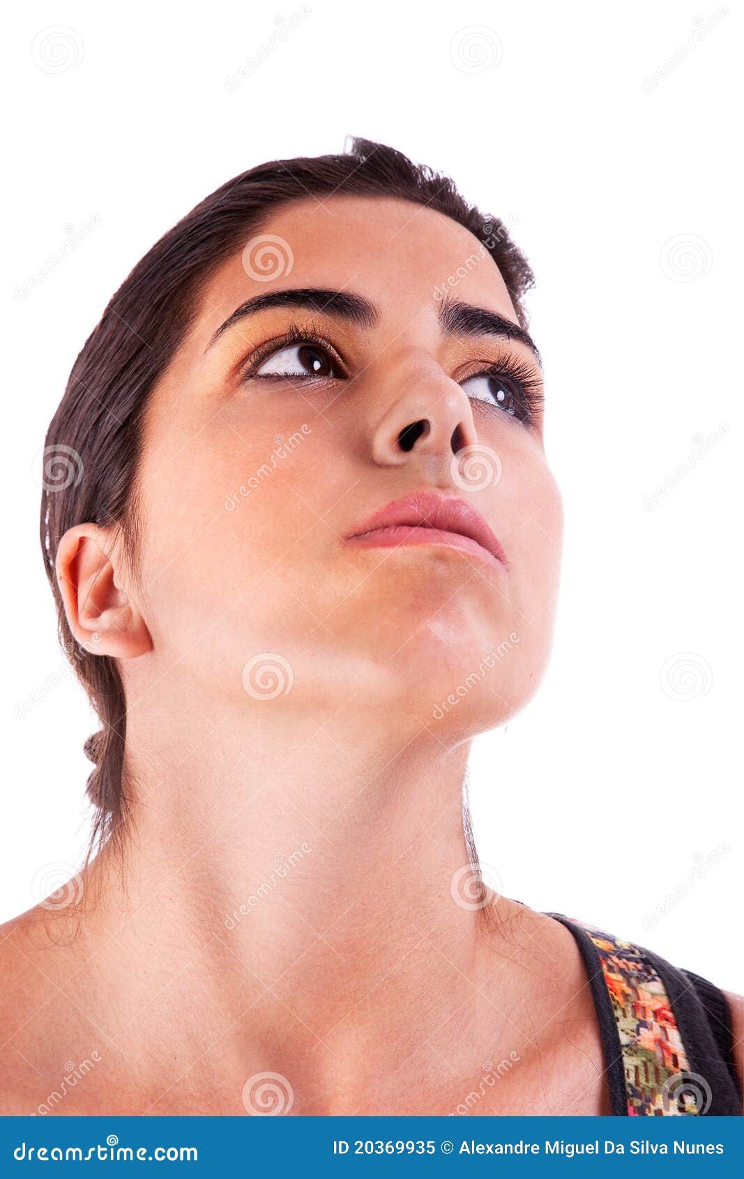 Happy Beautiful Woman, Looking Up, Stock Image - Image of body, hands ...