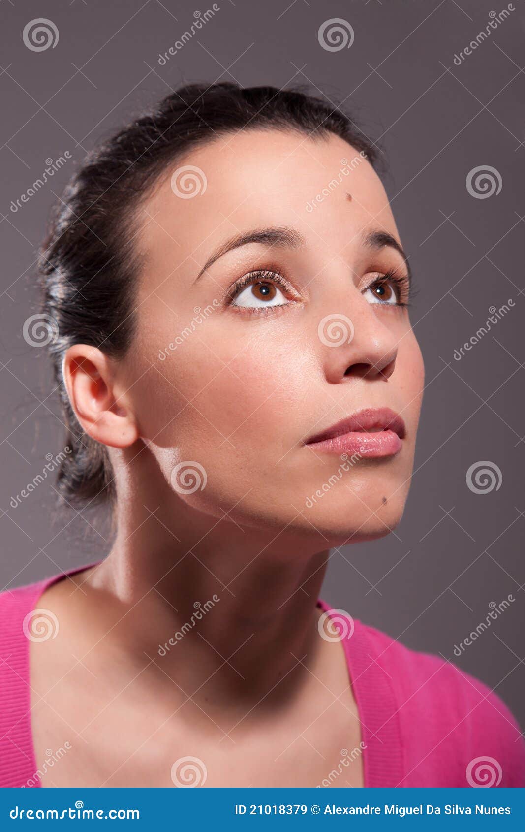 Happy Beautiful Woman, Looking Up Stock Image - Image of sweet, person ...