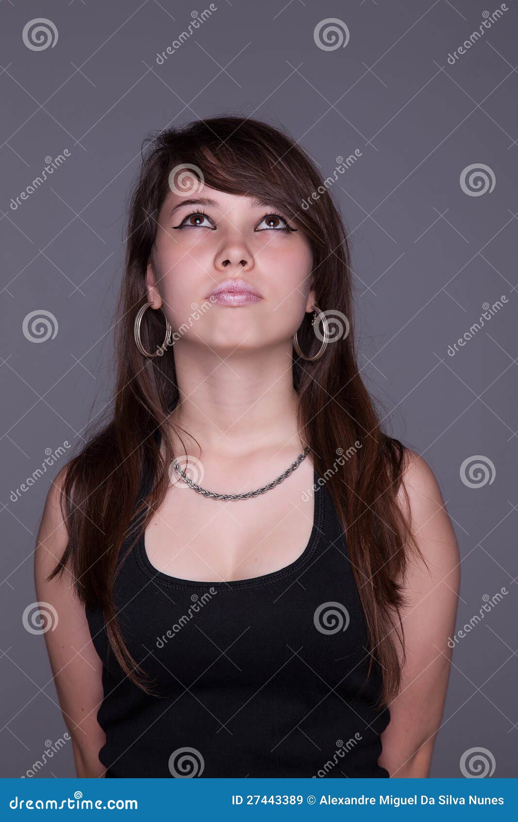 Happy Beautiful Woman, Looking Up, Stock Image - Image of girl, female ...