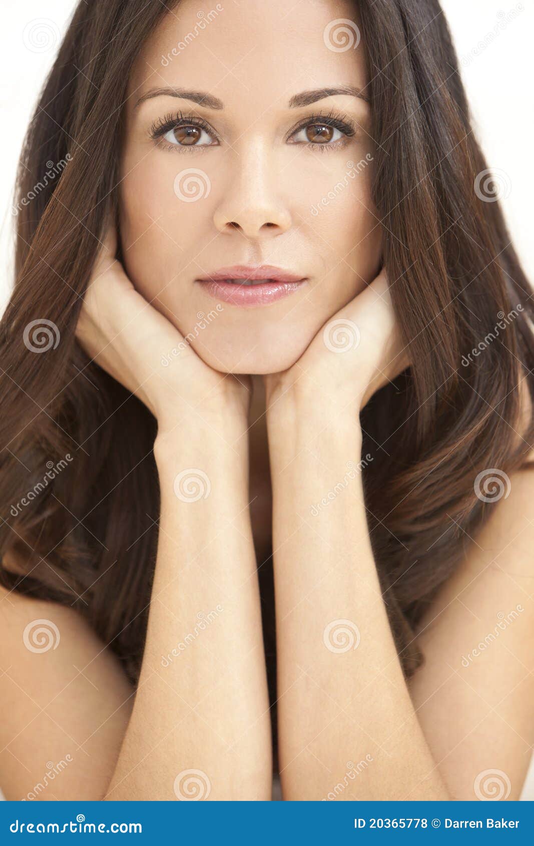 Happy Beautiful Woman Resting on Her Hands Stock Photo - Image of ...