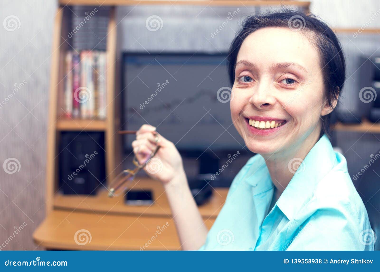 Happy and Beautiful Woman at Work Stock Photo - Image of collaborator ...
