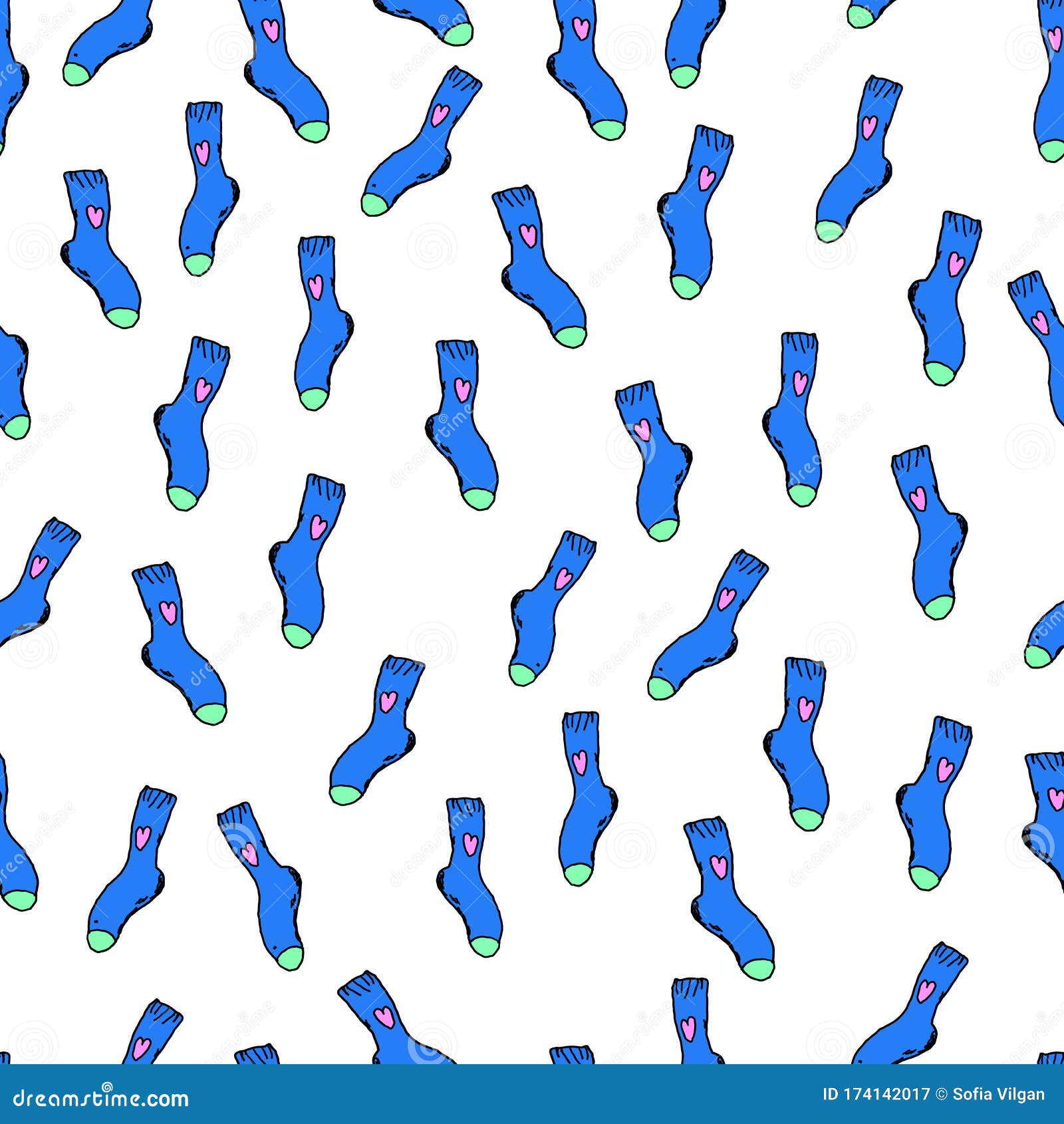 Happy and Beauty Pattern of Blue Socks Stock Illustration ...