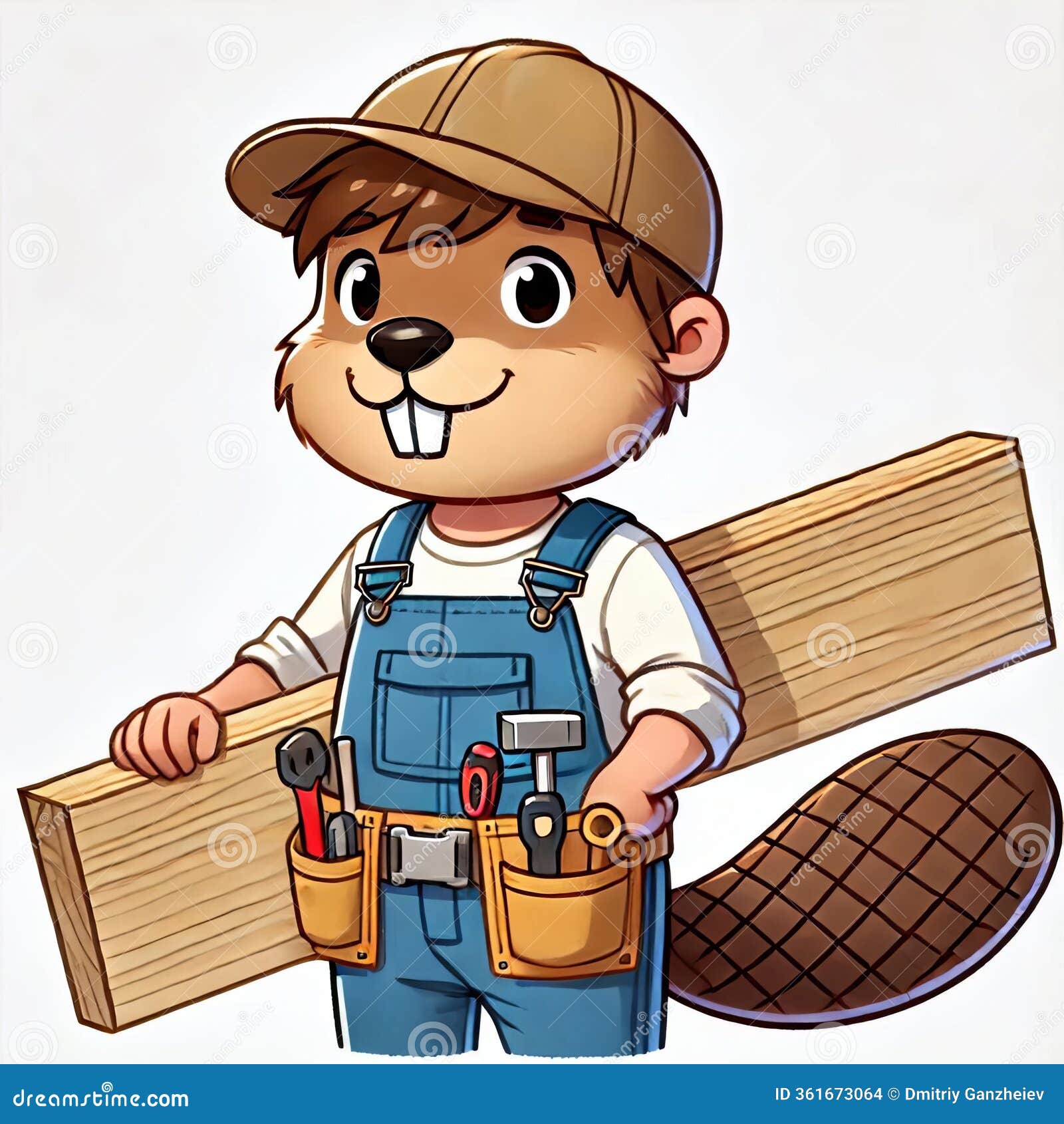 Beaver Construction Builder With Hummer And Nails Vector Black And ...