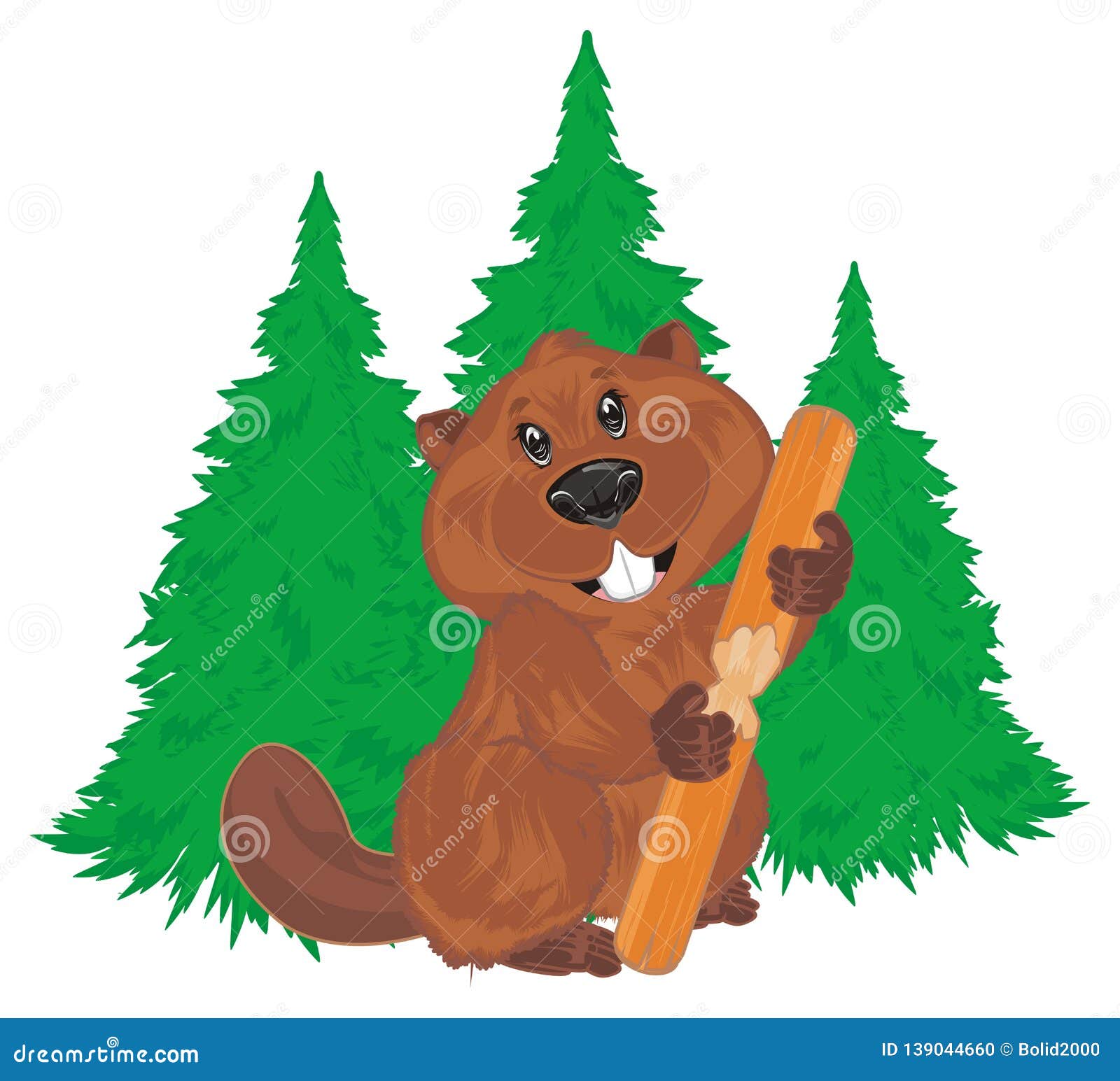 Beaver at forest stock illustration. Illustration of rodent - 139044660