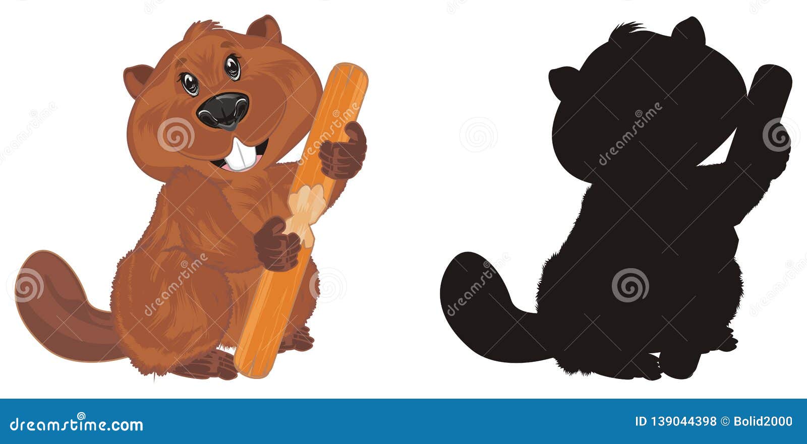 Beaver with Solid Black Shadow Stock Illustration - Illustration of ...