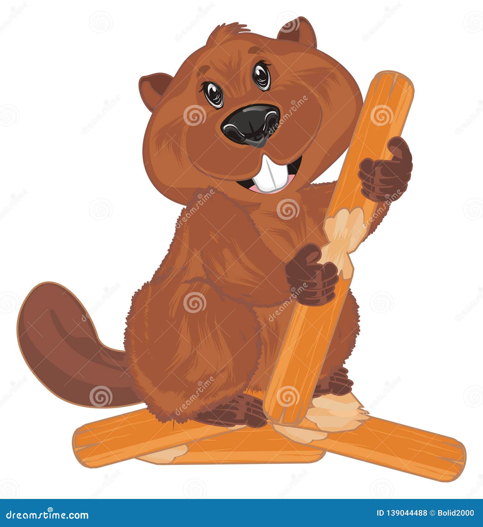Beaver and many logs stock illustration. Illustration of isolated ...