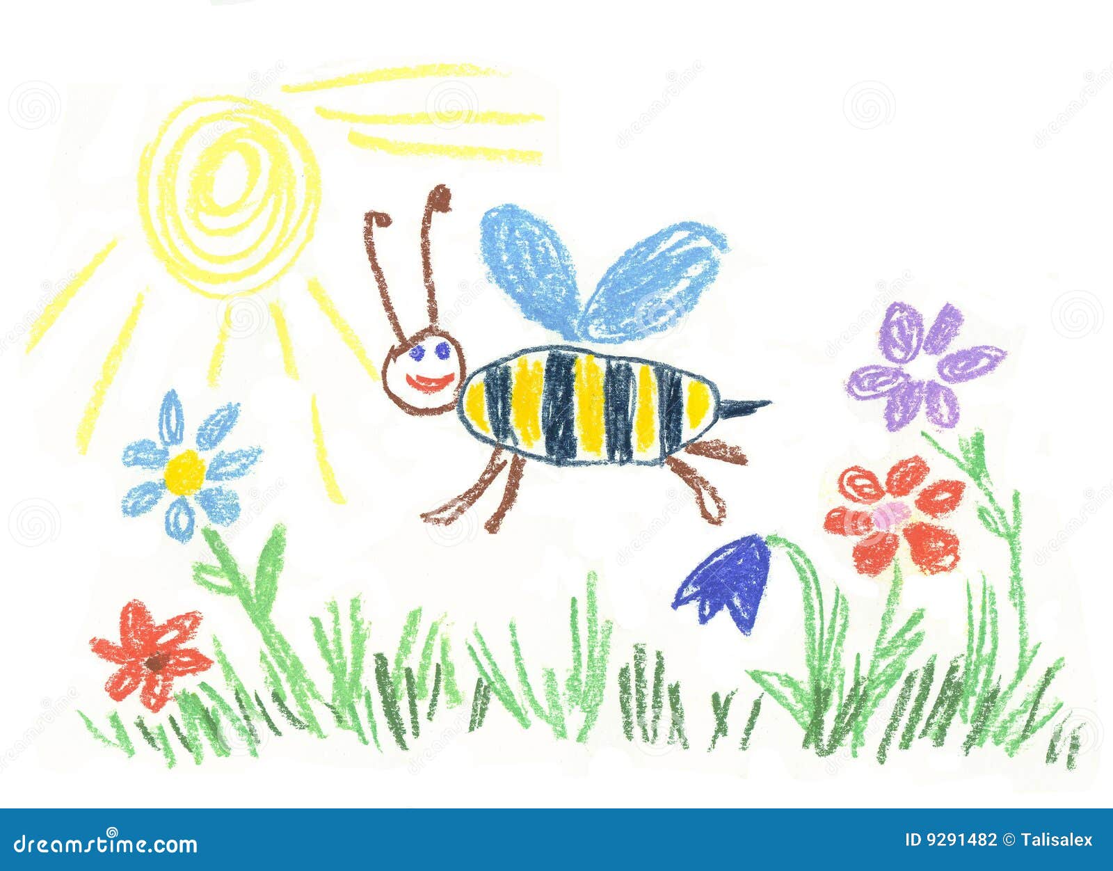 Happy bee stock illustration. Illustration of summer, drawing - 9291482