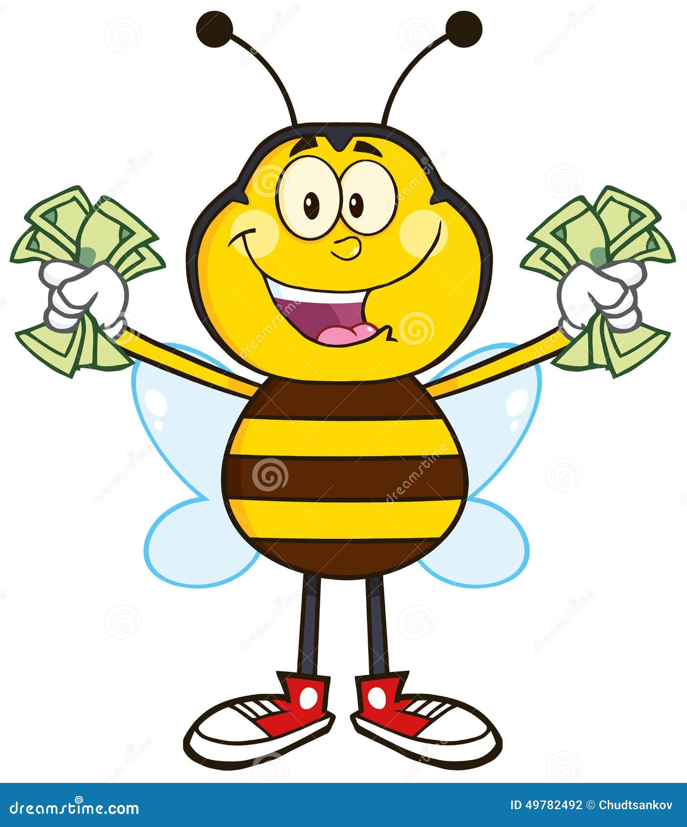 Happy Bee Cartoon Mascot Character with Cash Stock Vector ... Happy Bee Cartoon Mascot Character with Cash Stock Vector ...