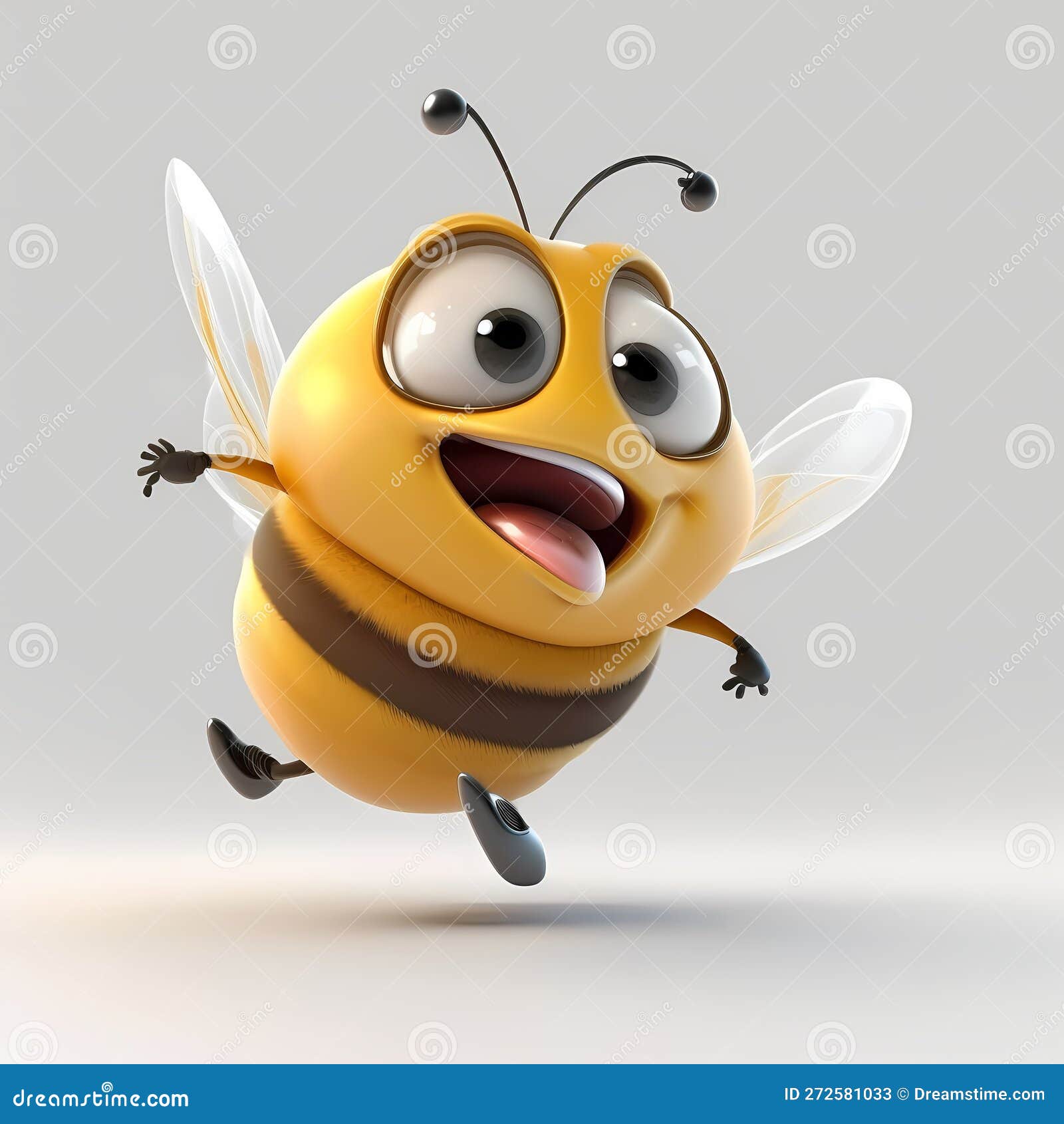 Happy Bee Cartoon. Generative AI Stock Illustration - Illustration of ...