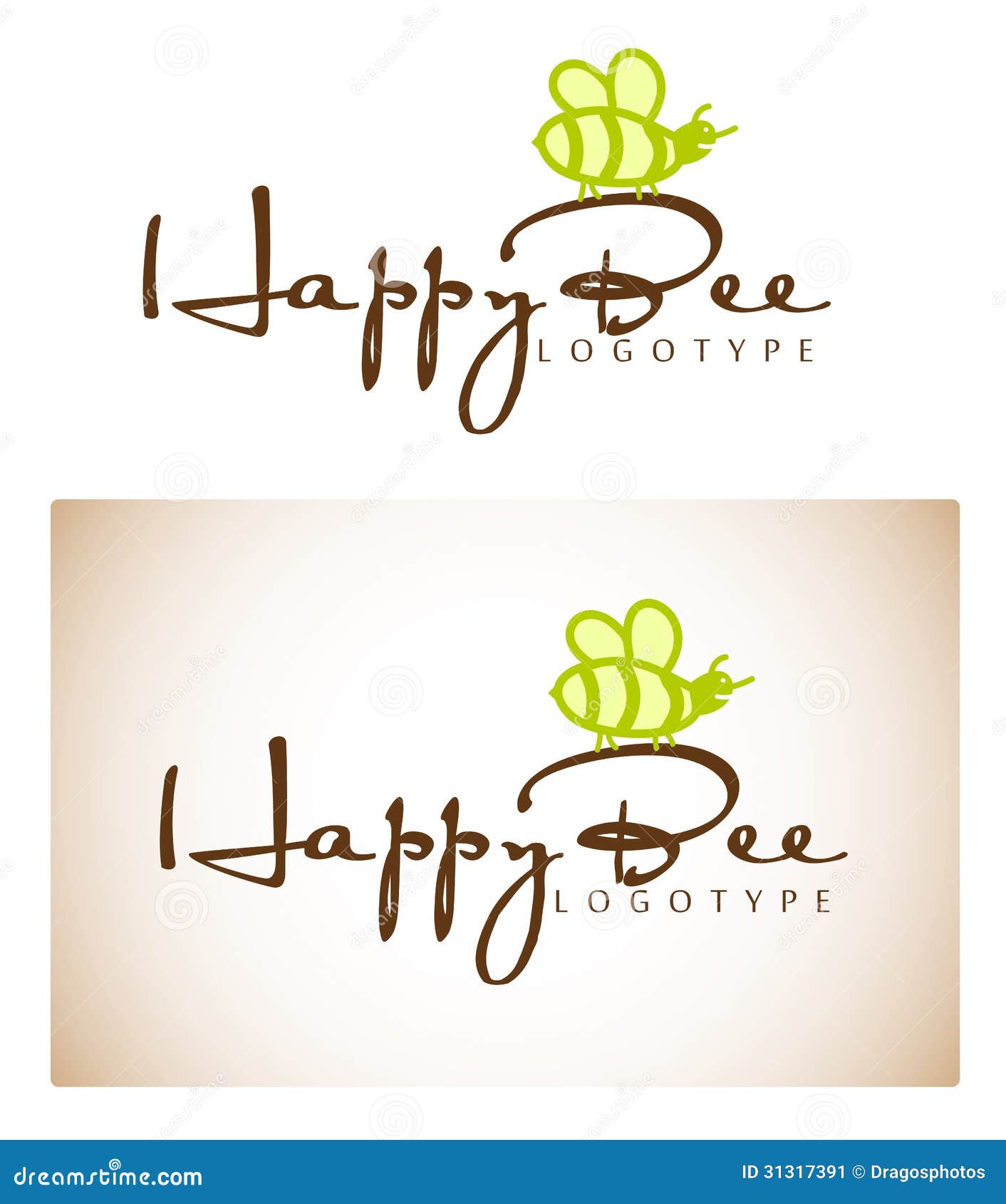 Happy Bee Logo Type stock illustration. Illustration of design - 31317391
