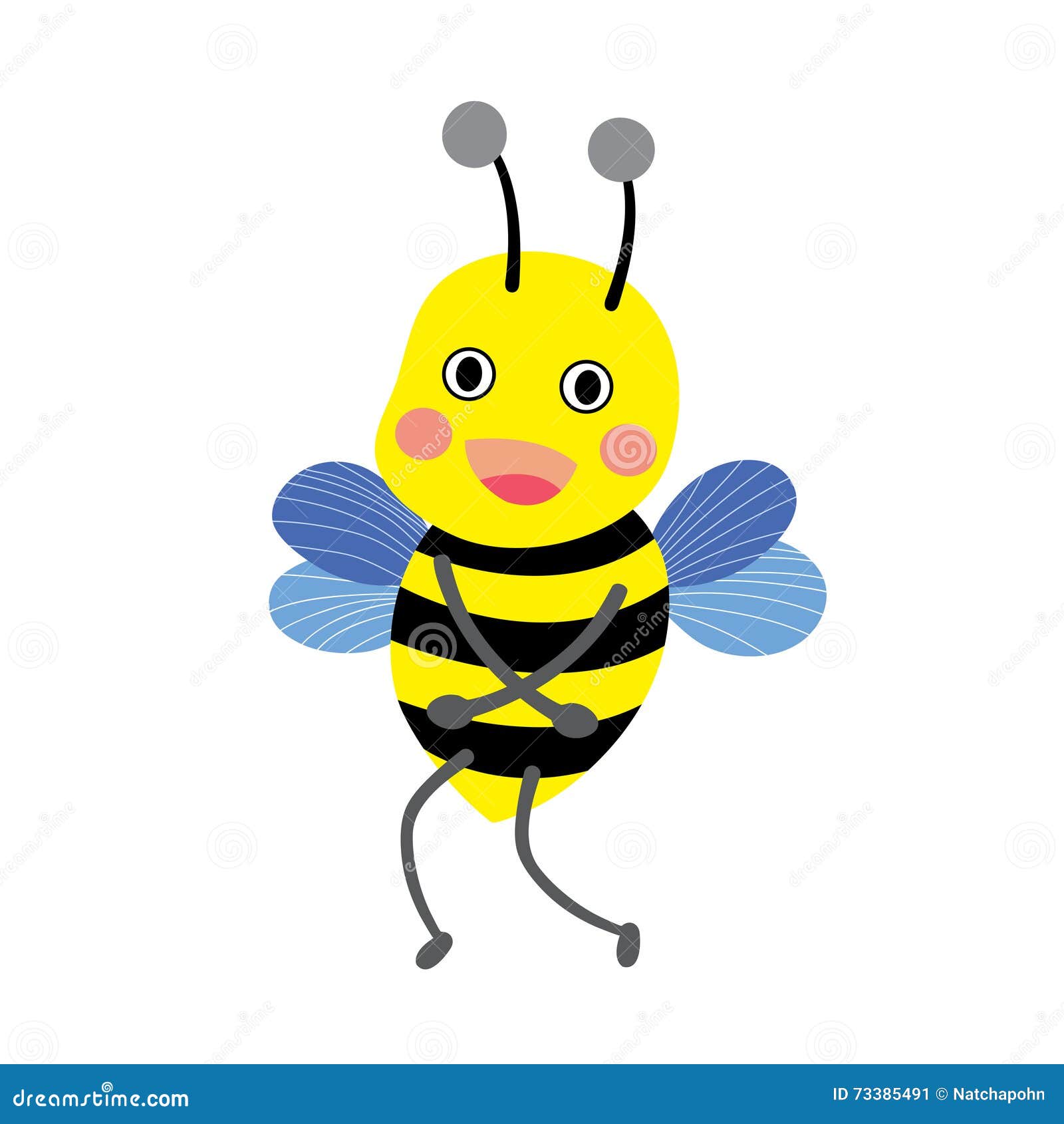Happy Bee Standing Cartoon Character. Stock Vector - Illustration of ...
