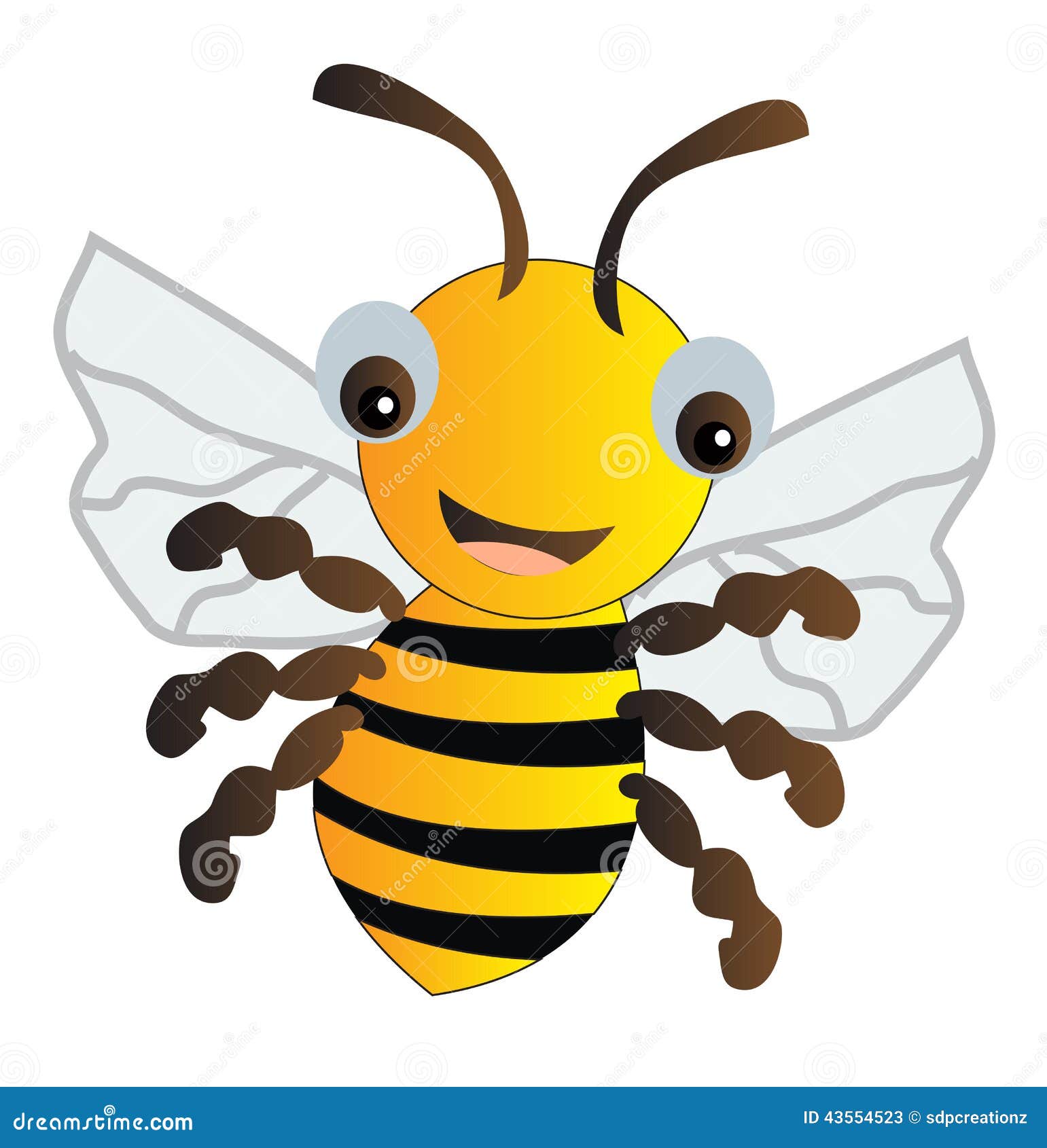 Happy Bee stock vector. Illustration of hand, cartoon - 43554523