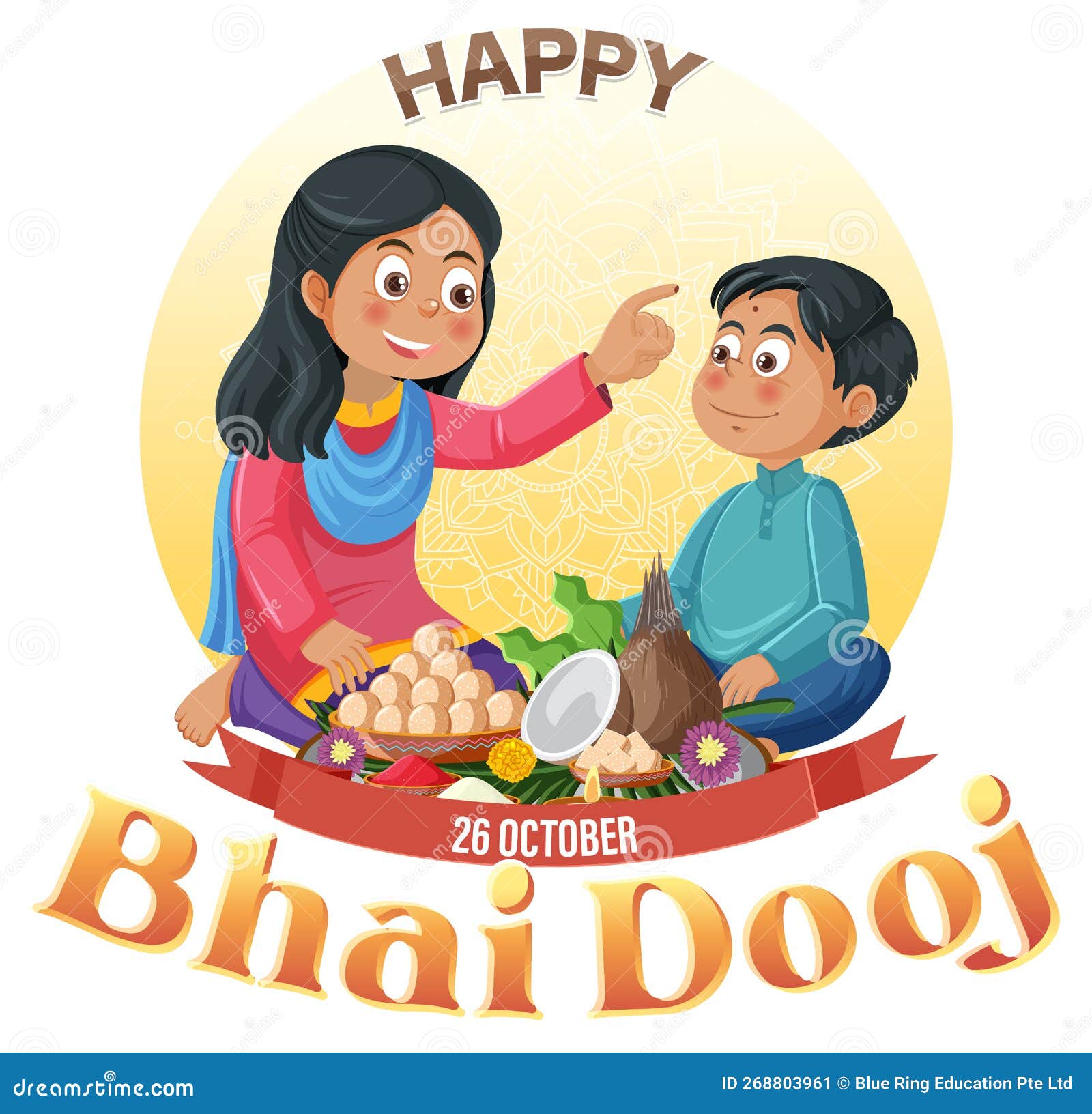 Happy Bhai Dooj Day Text Design Stock Vector - Illustration of letter ...