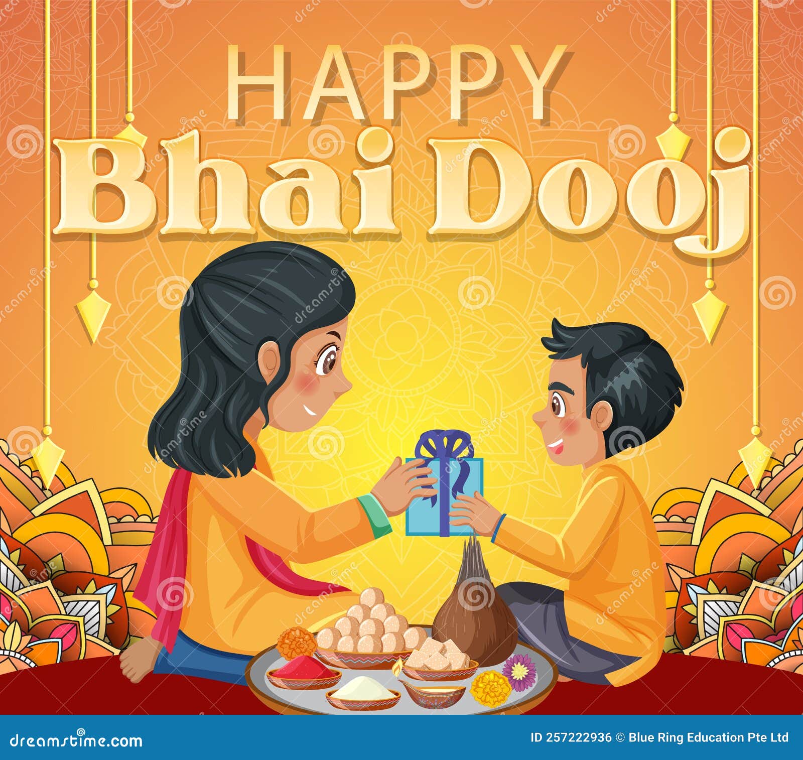 Happy Bhai Dooj Poster Design Stock Vector - Illustration of clipart ...