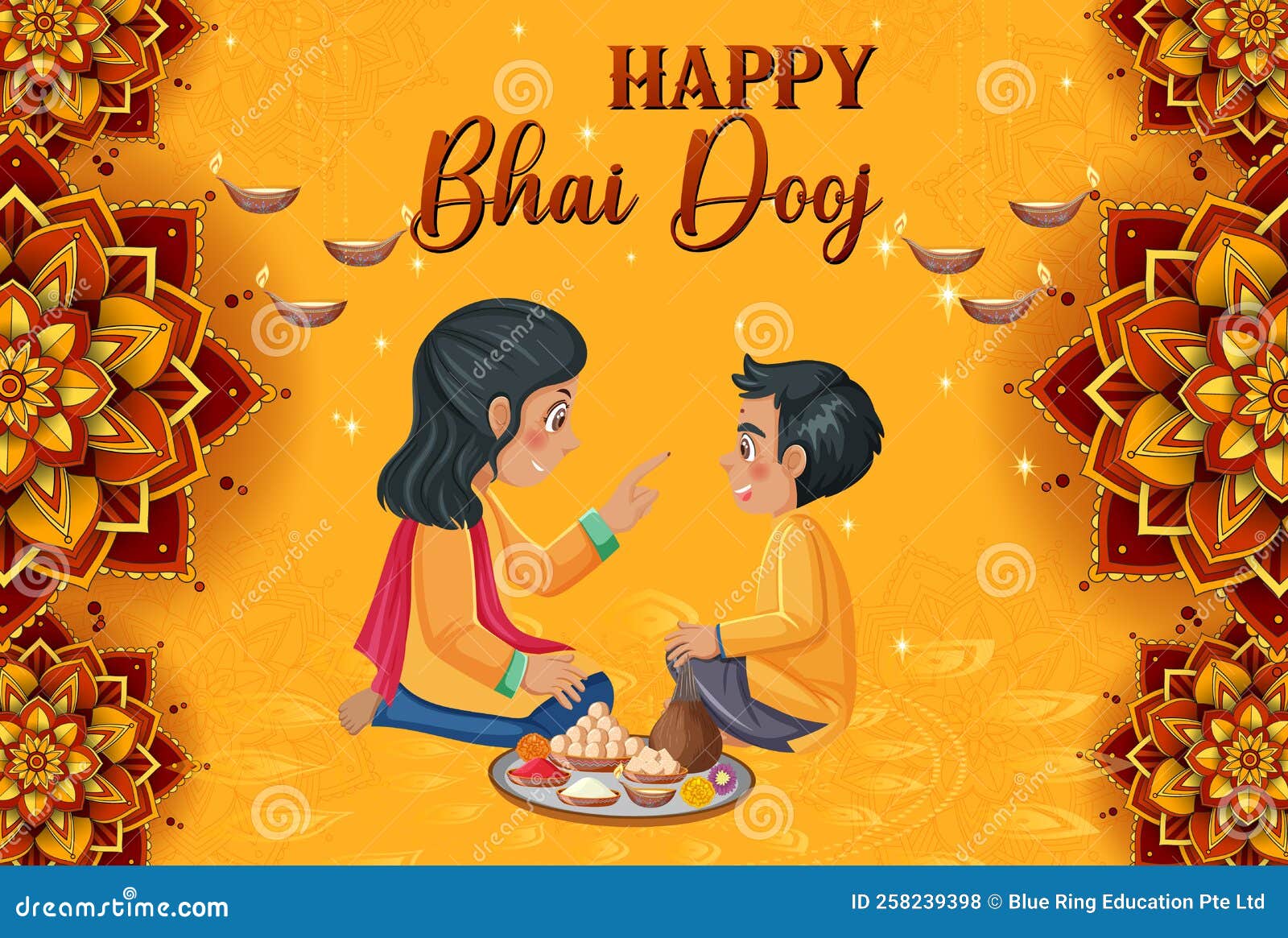 Happy Bhai Dooj Poster Design Stock Vector - Illustration of hindu ...