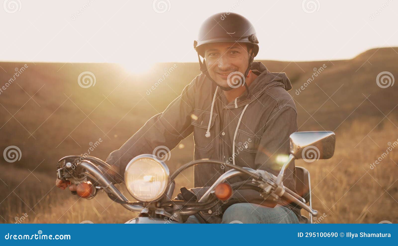 Happy Biker on Motorcycle on Nature Stock Footage - Video of summer ...