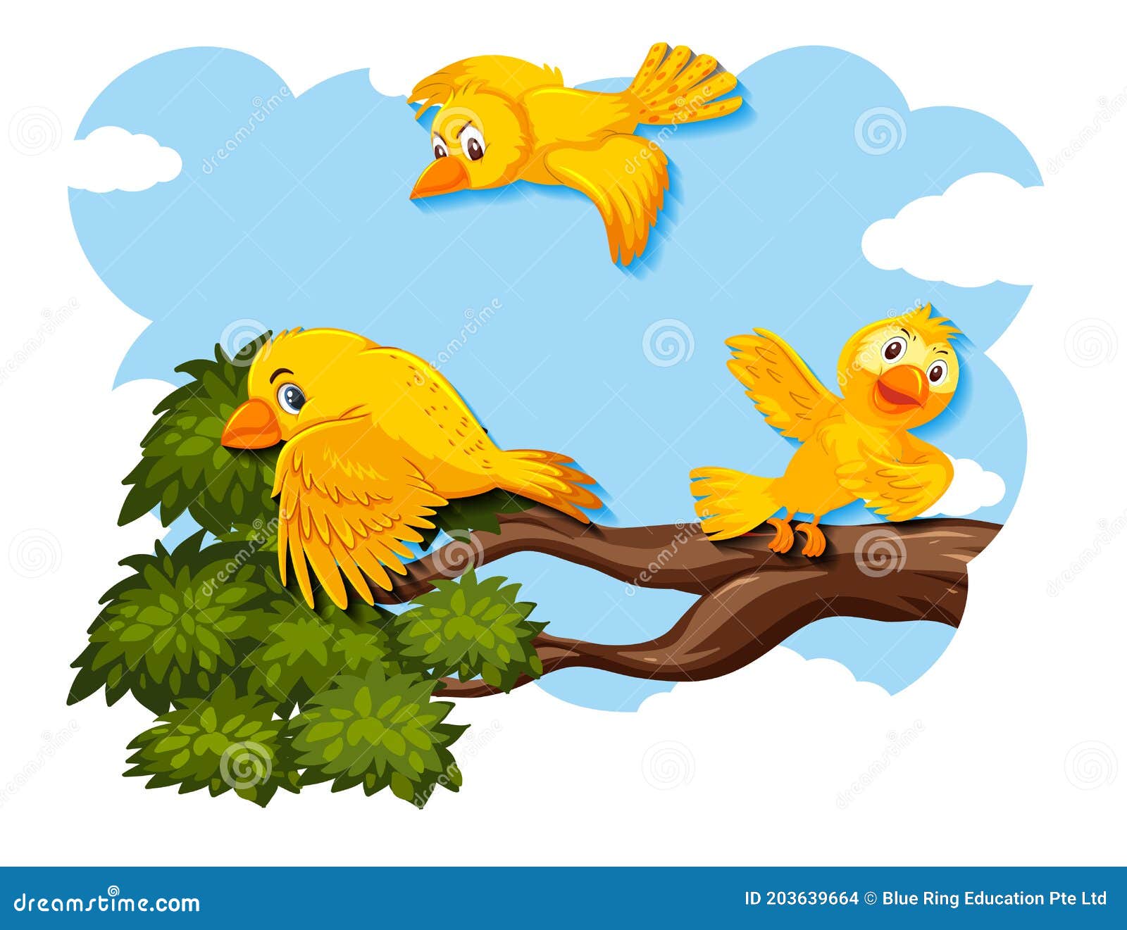 Happy Bird Flying in Nature Stock Vector - Illustration of animals ...