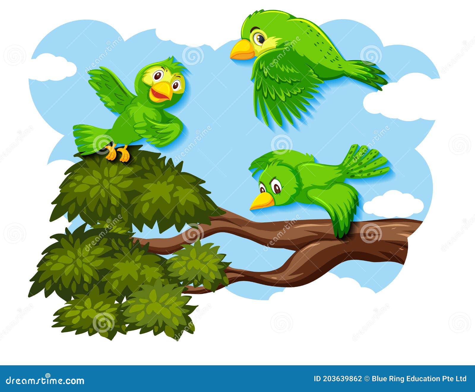 Happy Bird Flying in Nature Stock Vector - Illustration of living ...