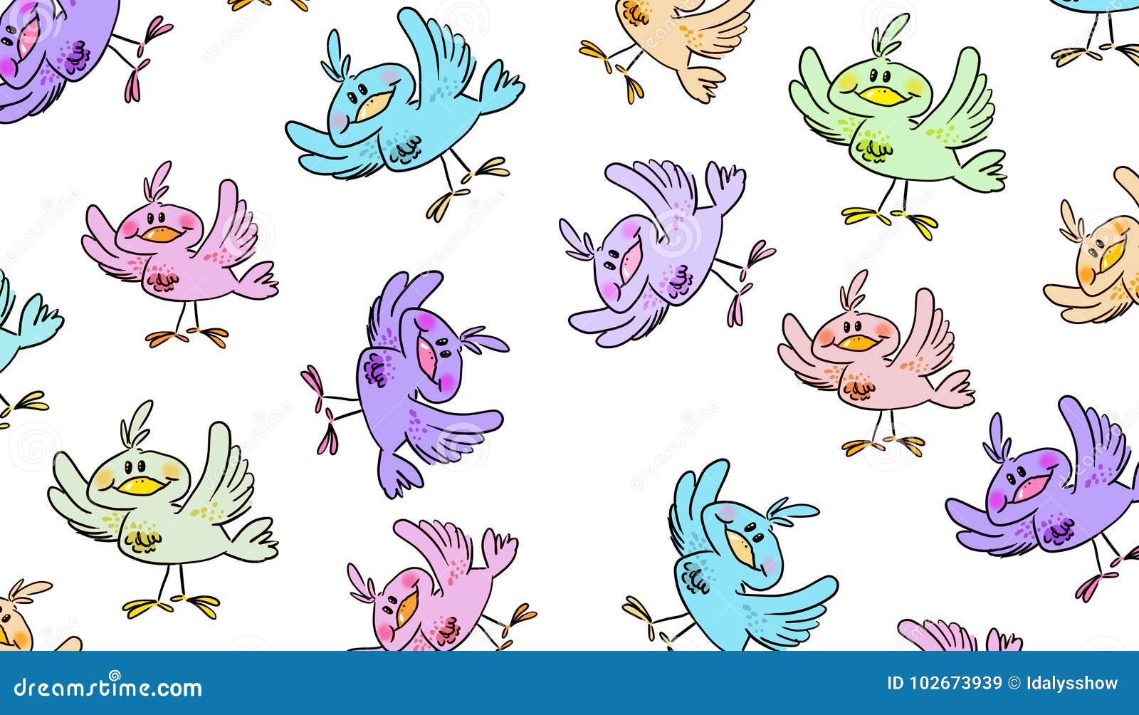 Happy Birds Seamless Pattern Stock Illustration - Illustration of ...