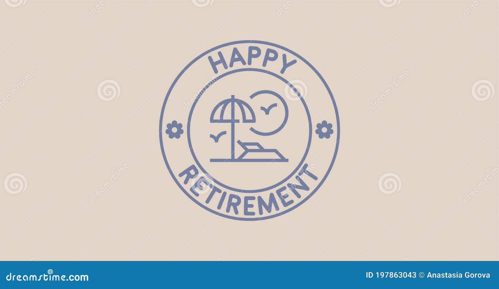 Happy Retirement Typography Minimal Postcard. Text Patch Sticker. Round ...