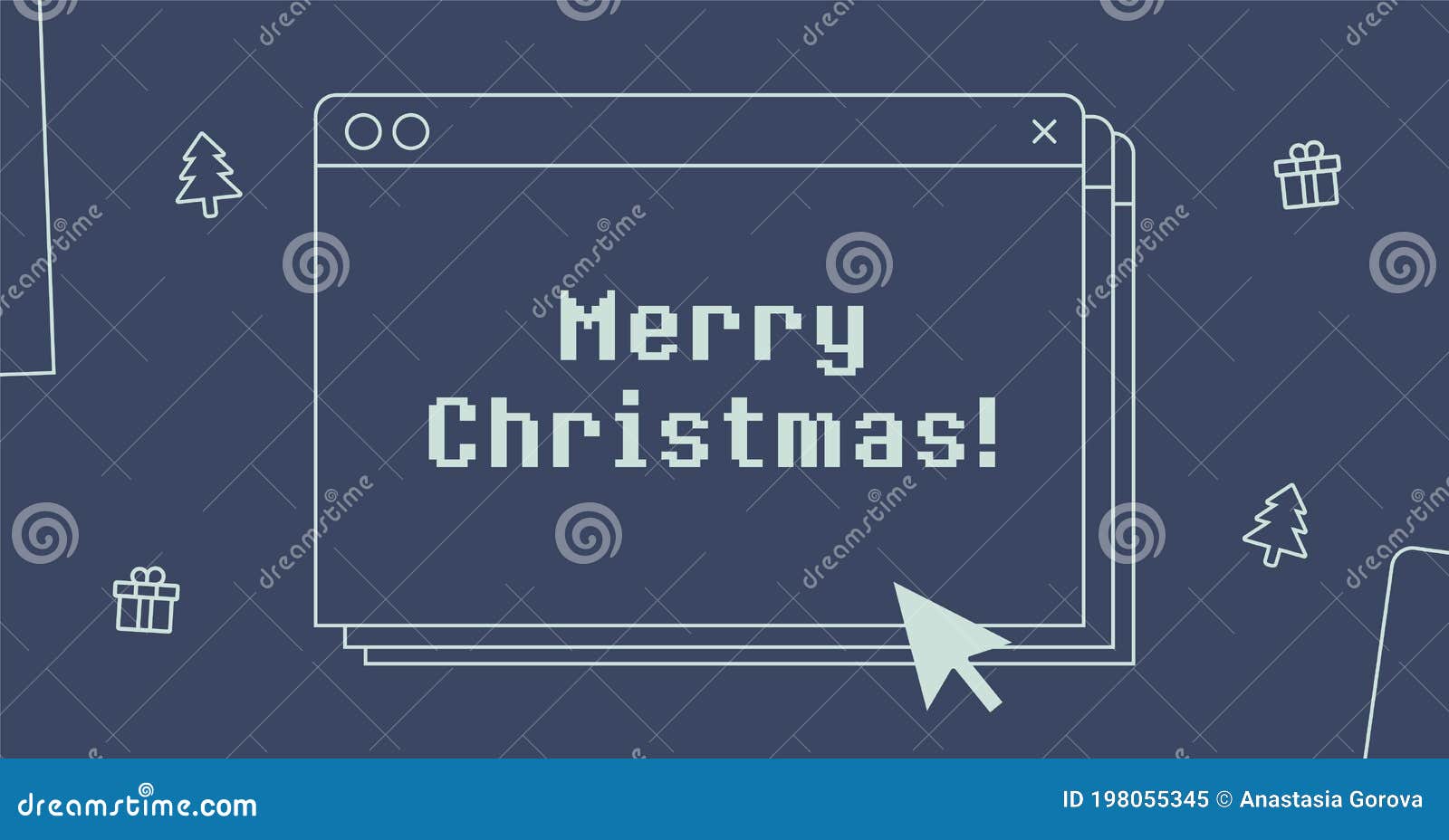 Merry Christmas. Web Browser Window. Interface in Simple Linear Design ...
