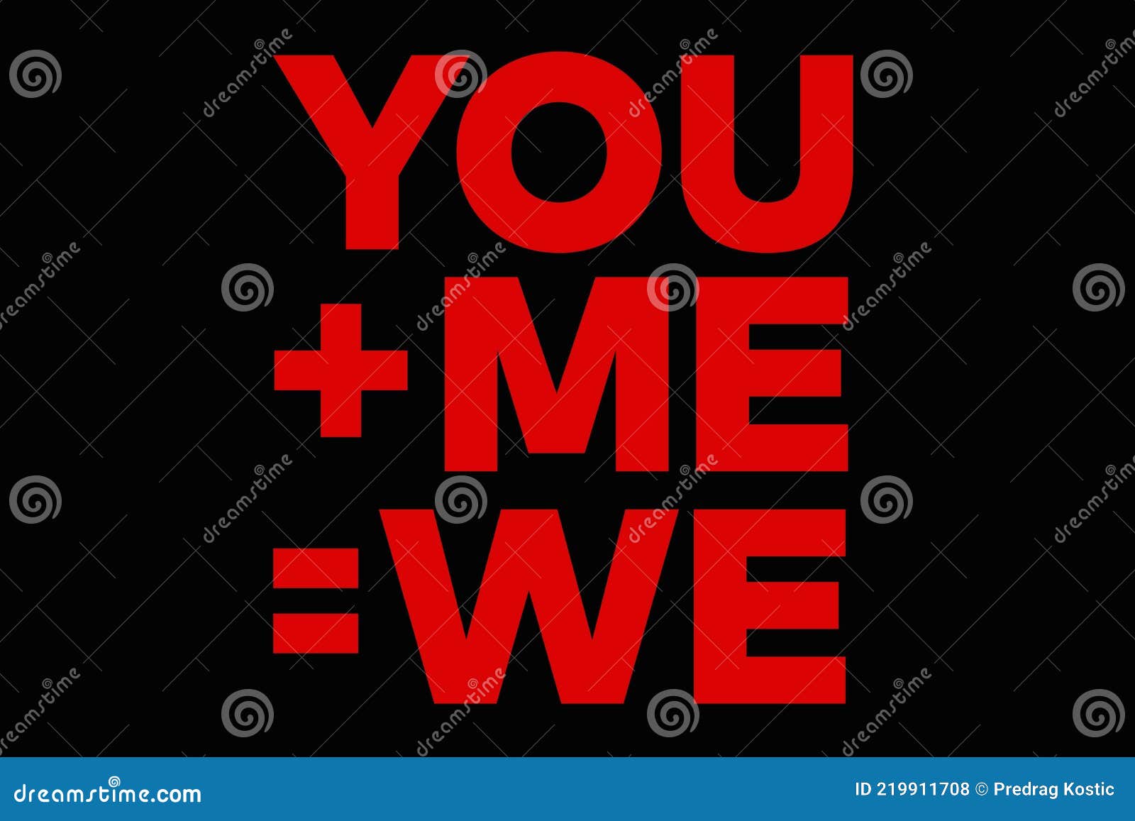 You+Me=we Word Written on a Black Background. Stock Illustration ...