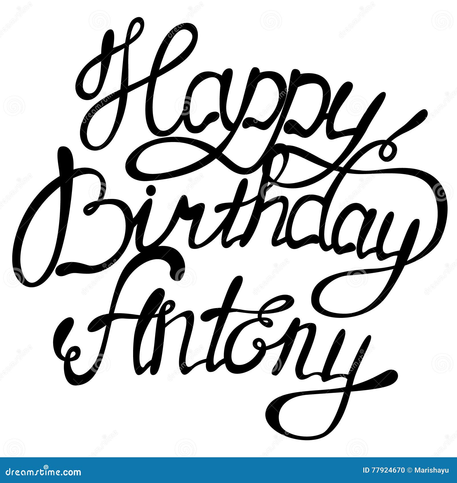 Happy Birthday Antony Lettering Stock Vector - Illustration of english ...