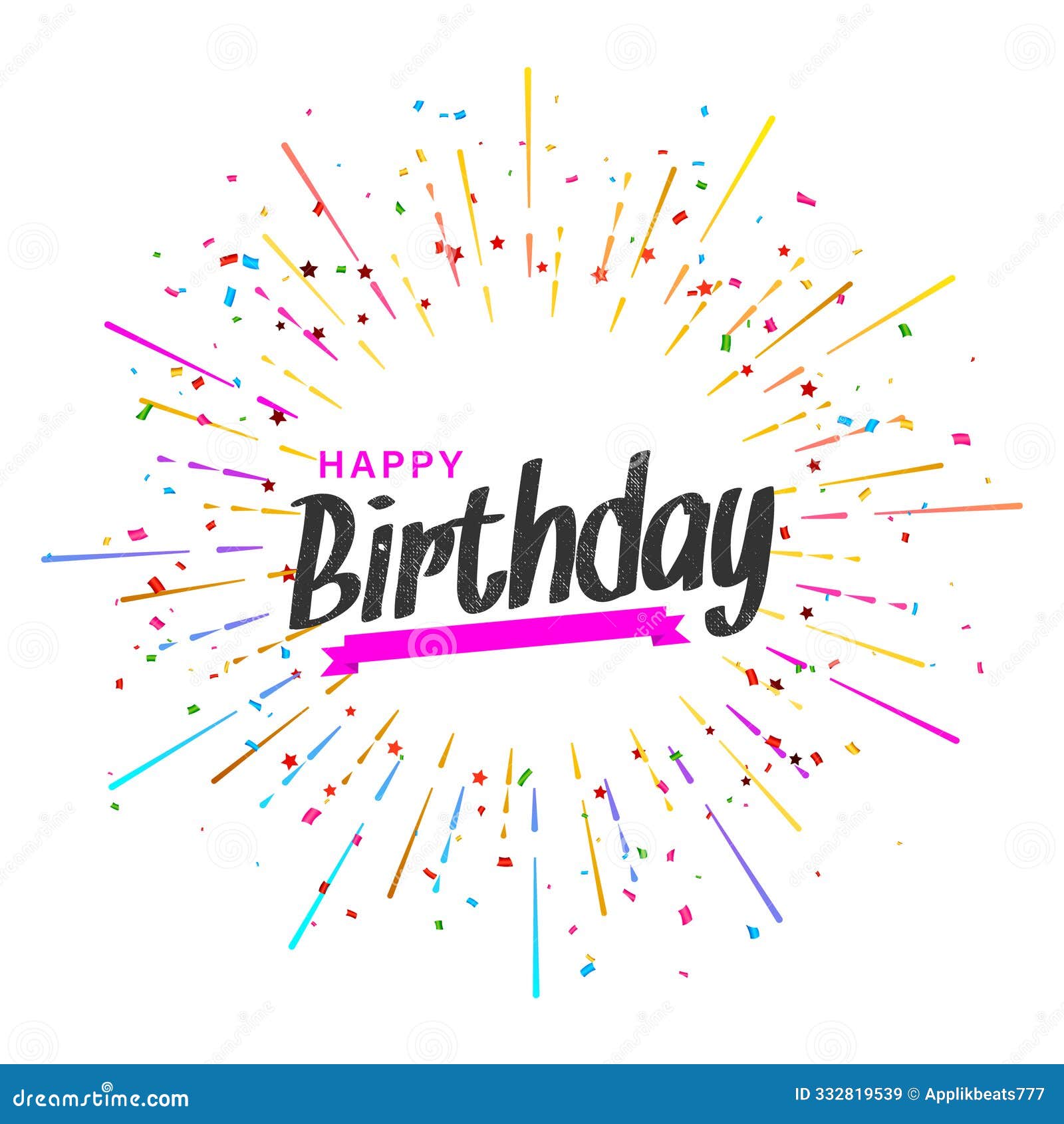 Happy Birthday Badge Emblem with Confetti. Happy Birthday Text Badge ...