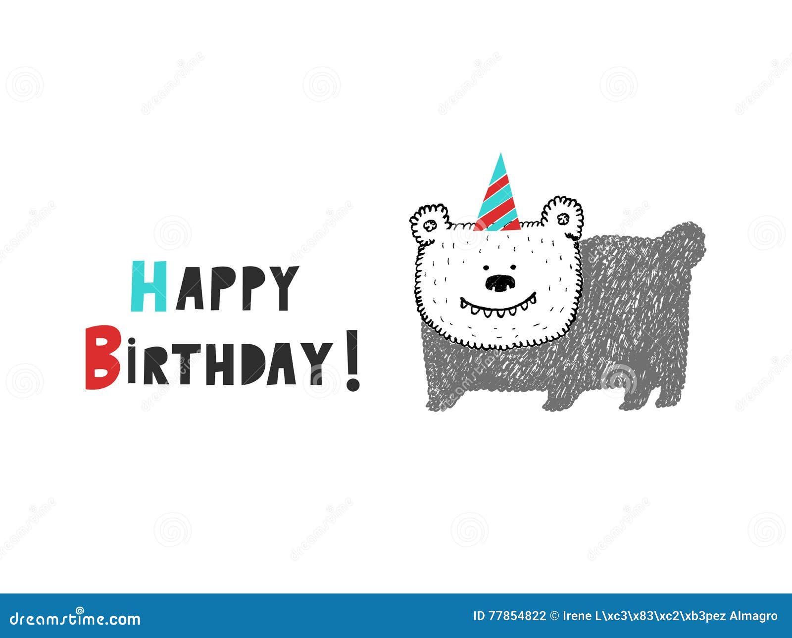 Happy Birthday bear card stock vector. Illustration of greeting - 77854822